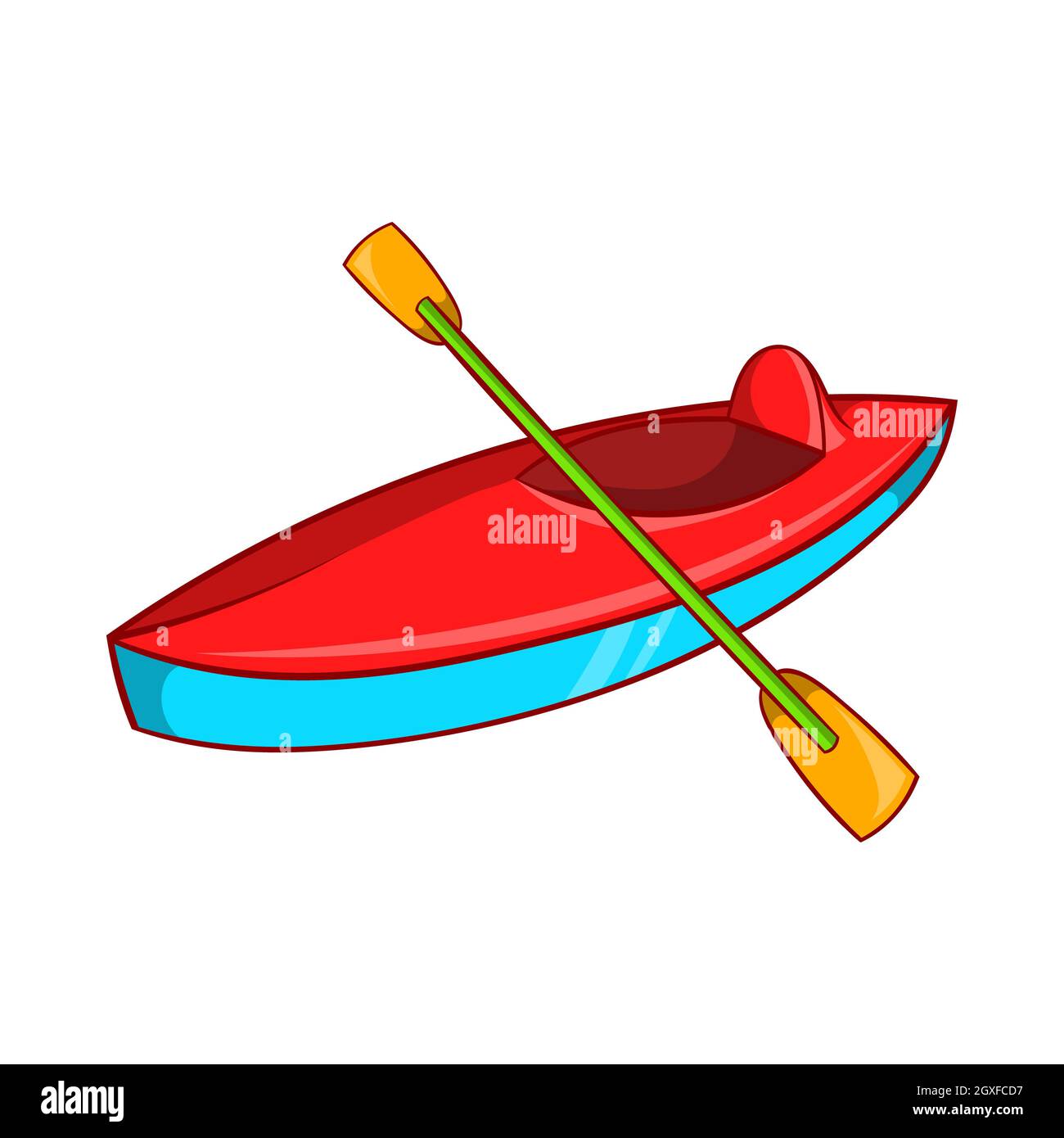 Kayak icon in cartoon style isolated on white background. Swimming in ...