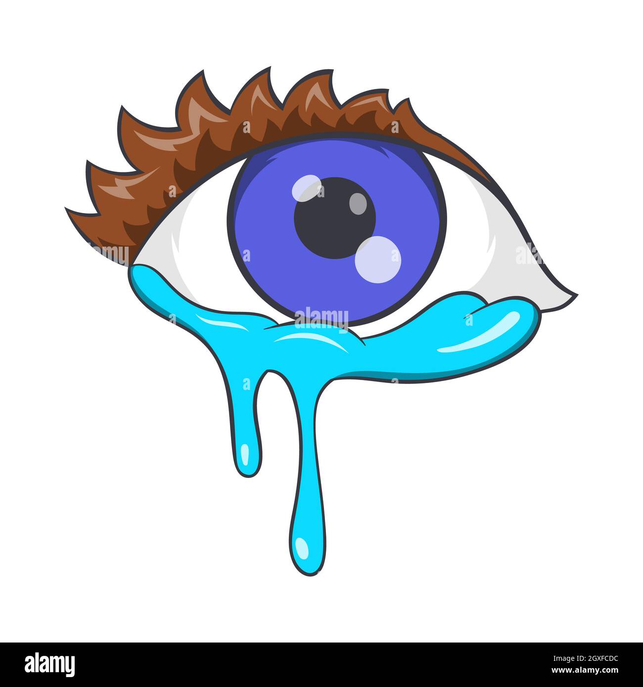 Crying eyes icon in cartoon style isolated on white background. Tears ...