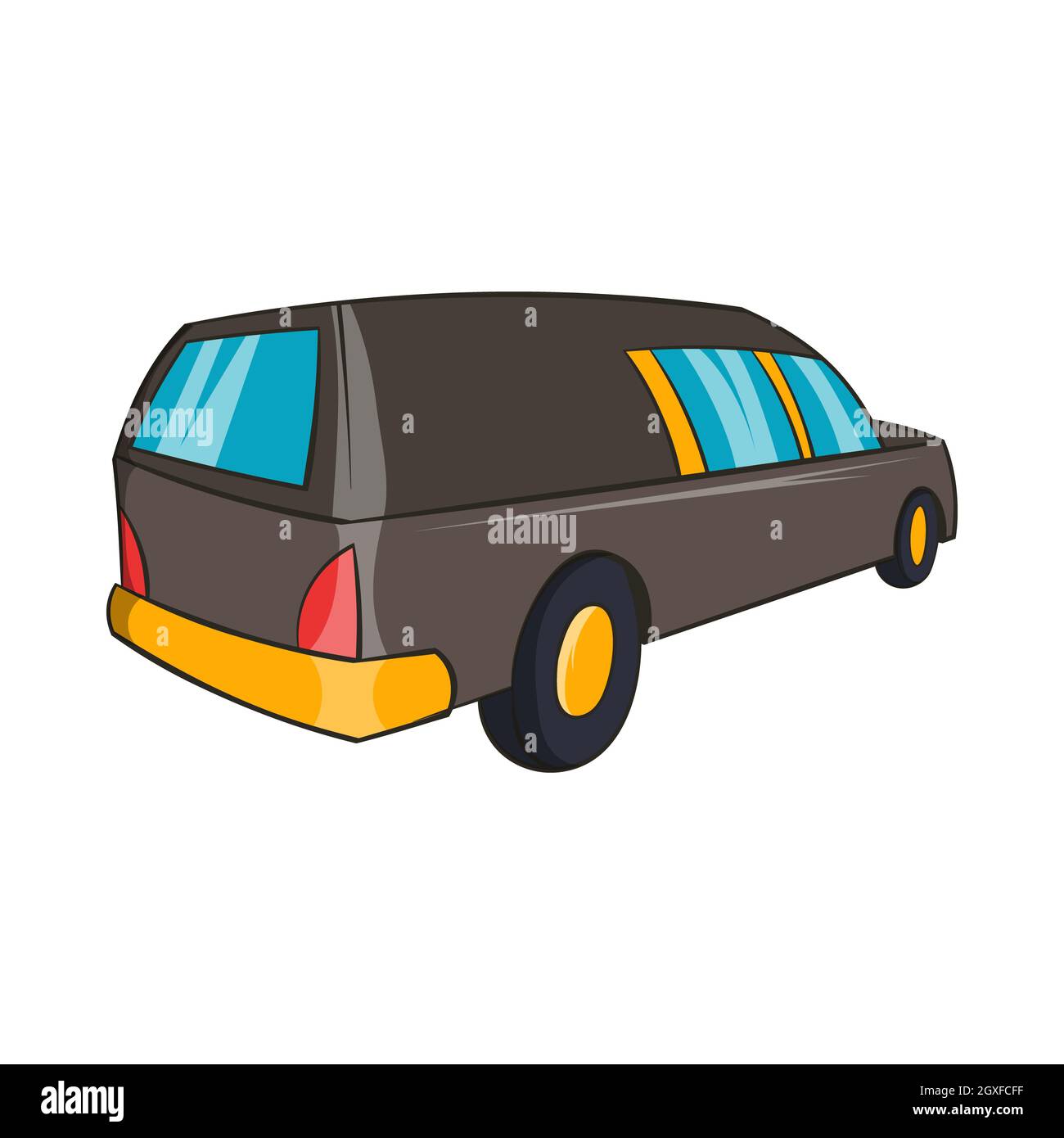 Hearse icon in cartoon style isolated on white background. Transport ...