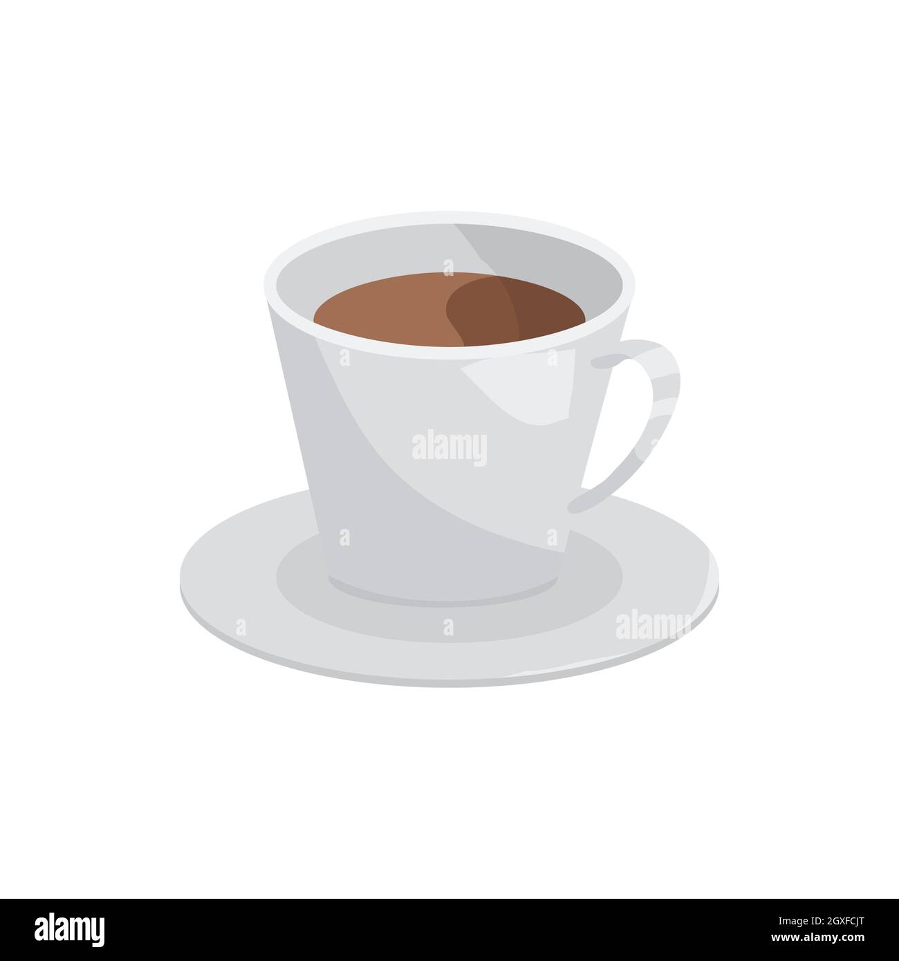 Cup of coffee icon in cartoon style on a white background Stock Photo ...