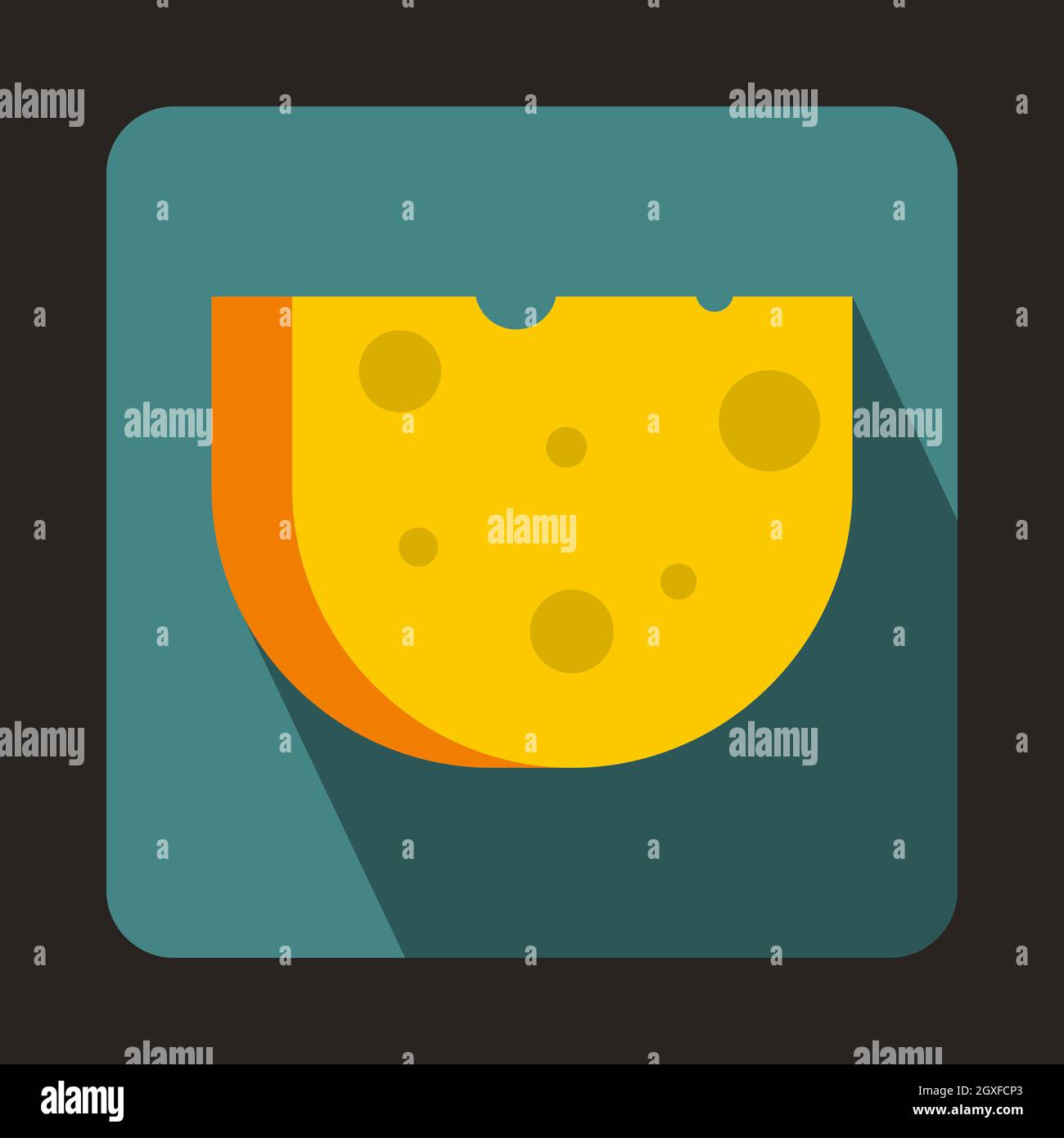 Piece of Swiss cheese icon in flat style on a bluegreen background ...