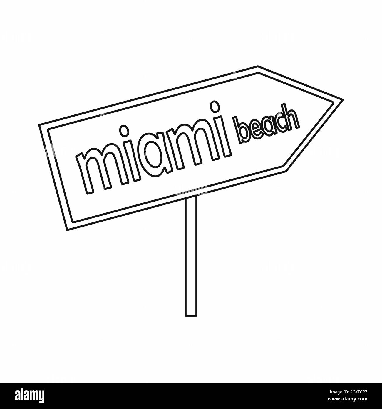 Miami arrow post sign icon in outline style isolated on white ...