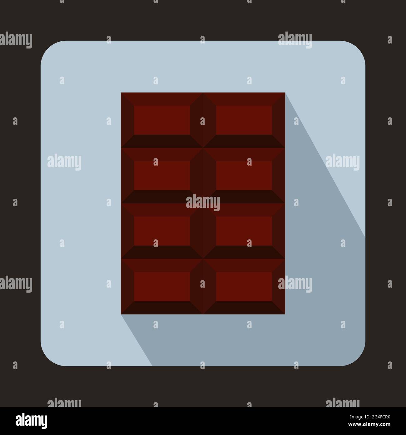 Dark chocolate icon in flat style on a light blue background Stock ...