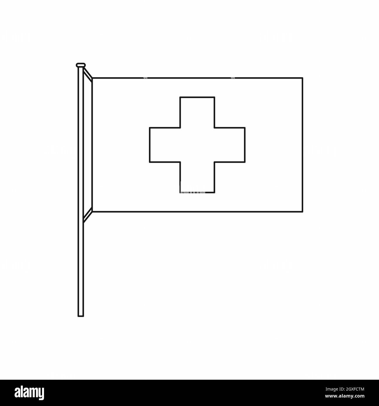 Switzerland flag icon in outline style isolated on white background ...