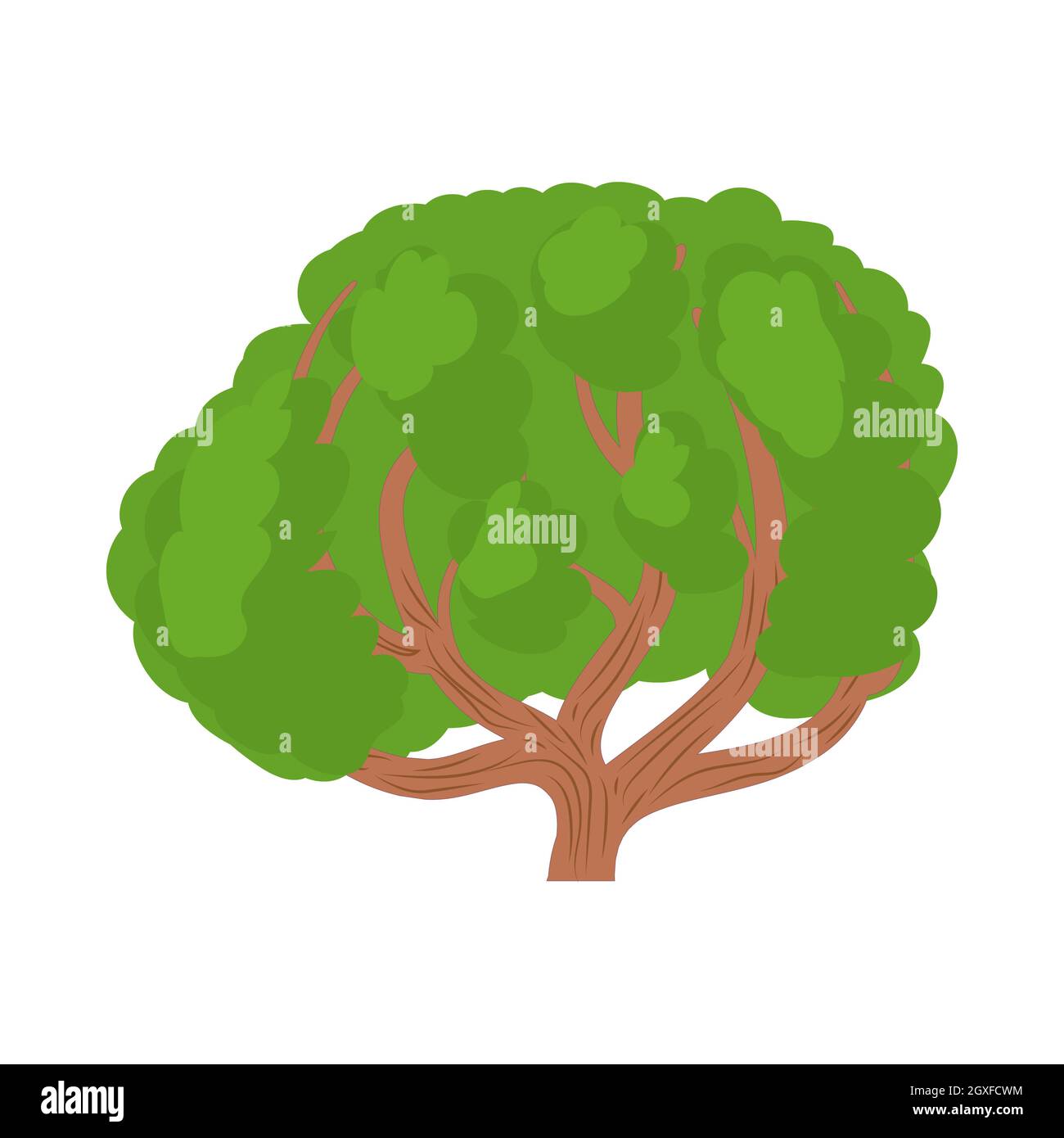 Big green tree icon in cartoon style on a white background Stock Photo ...