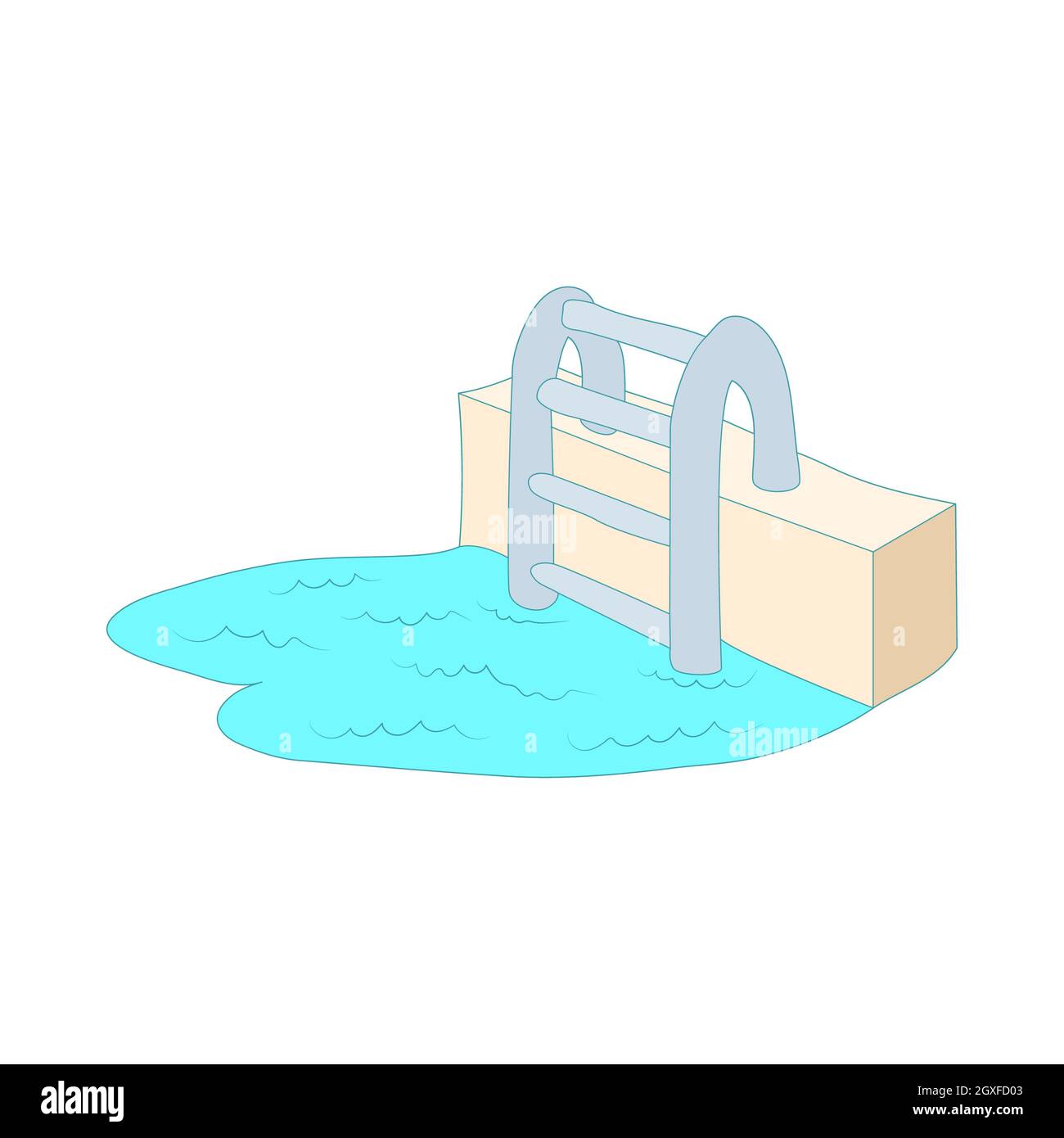 Swimming pool ladder icon in cartoon style isolated on white background ...