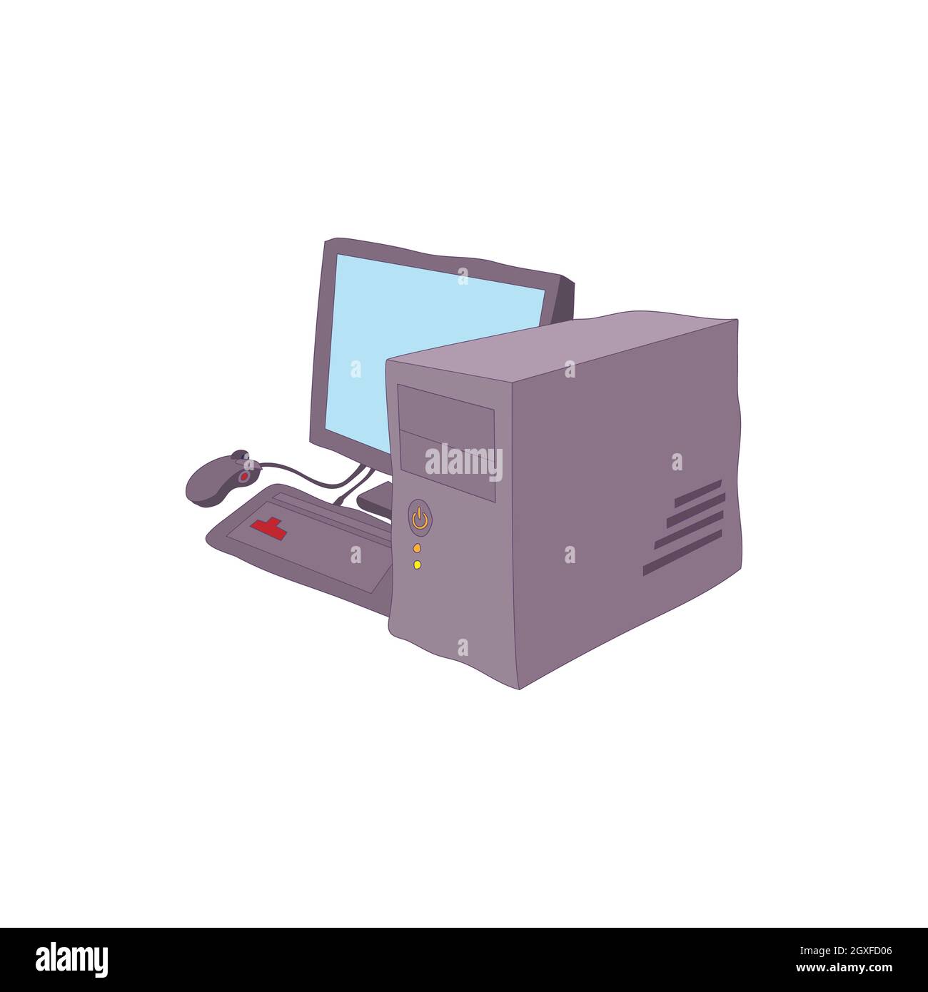 Computer icon in cartoon style isolated on white background. Technique ...