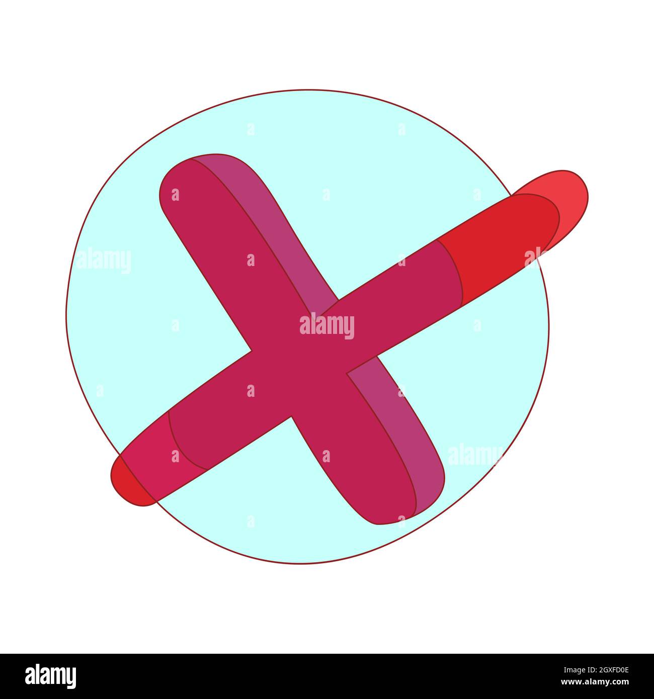 Red check mark, cross icon in cartoon style isolated on white ...