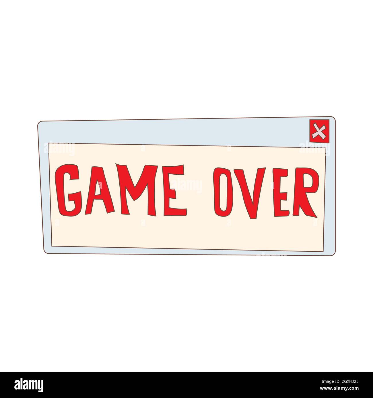 Game over icon in cartoon style isolated on white background. Games and ...