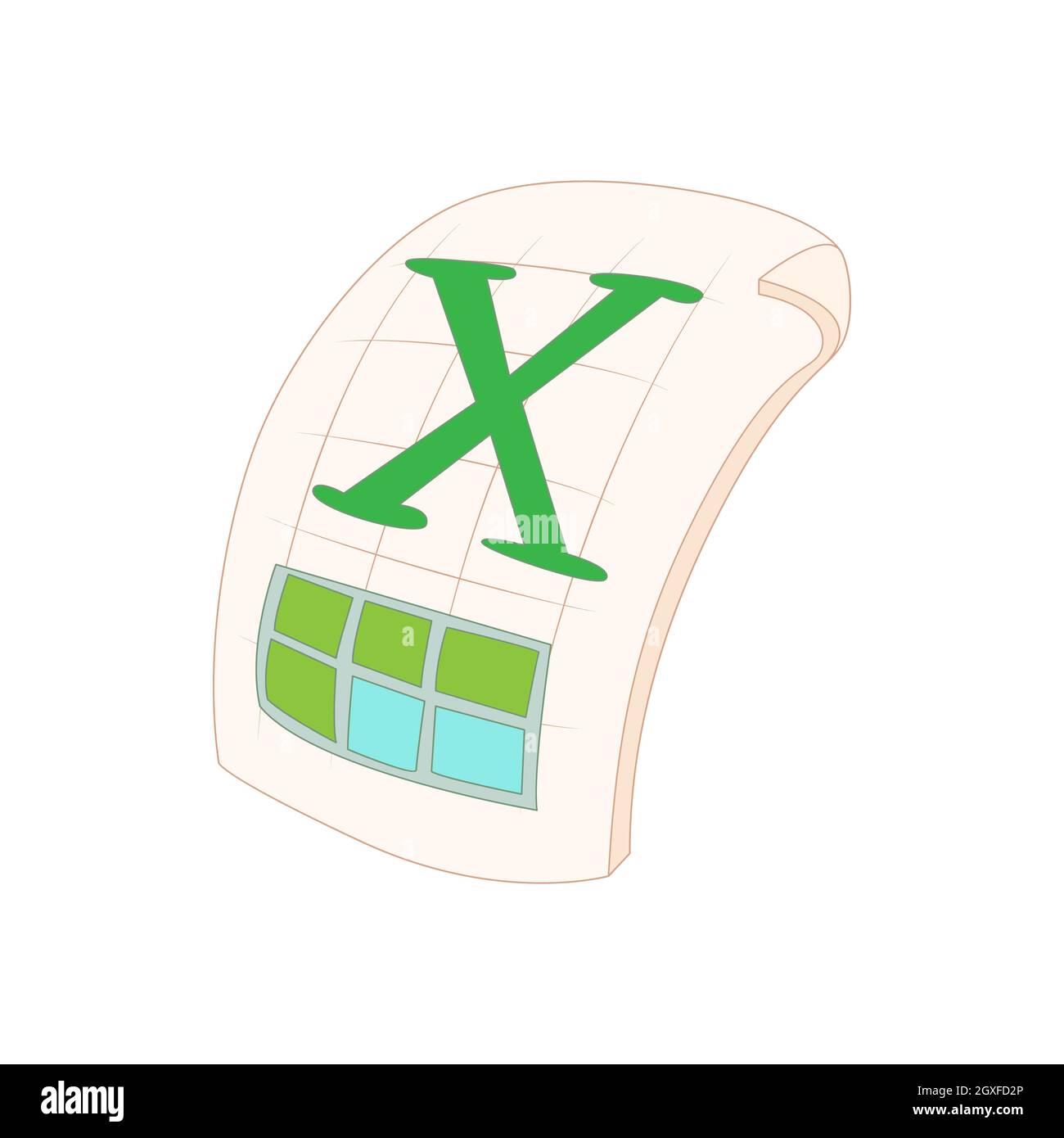XLS icon in cartoon style on a white background Stock Photo - Alamy