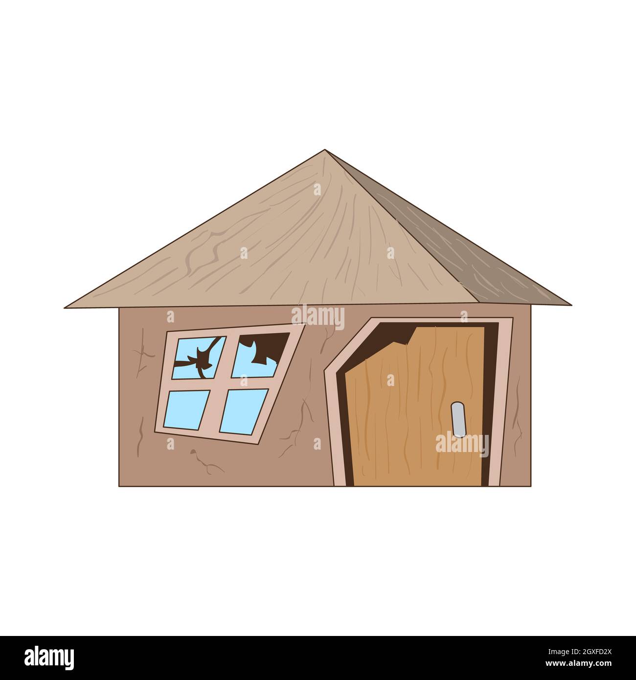 Old destroyed house icon in cartoon style on a white background Stock ...