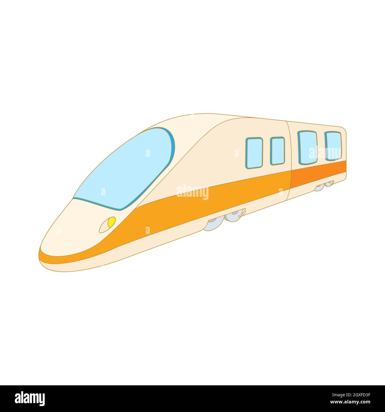 Modern high speed passenger commuter train icon in cartoon style on a ...