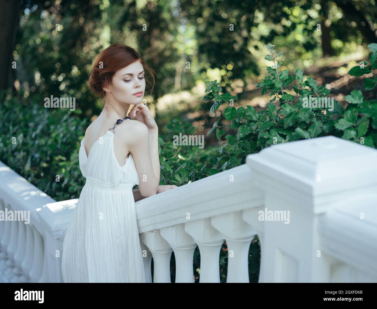 pretty woman in white dress greek princess mythology tradition Stock ...