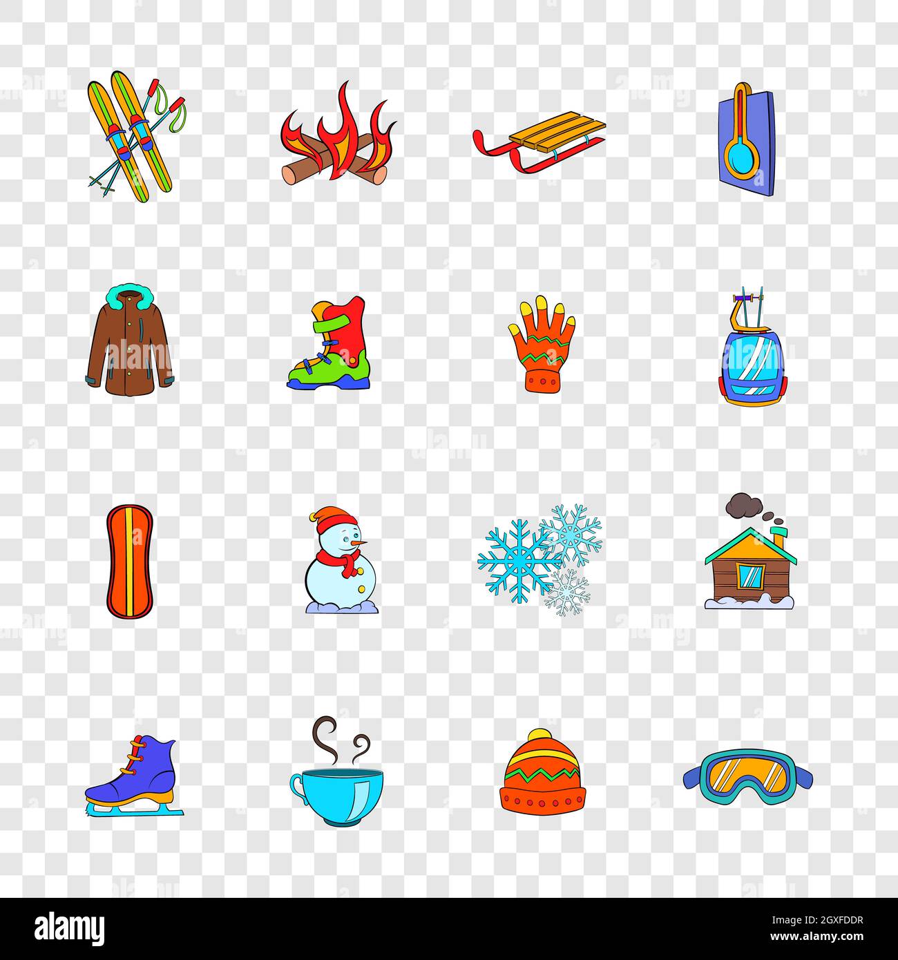 Winter icons set in pop-art style with transparency for design Stock ...