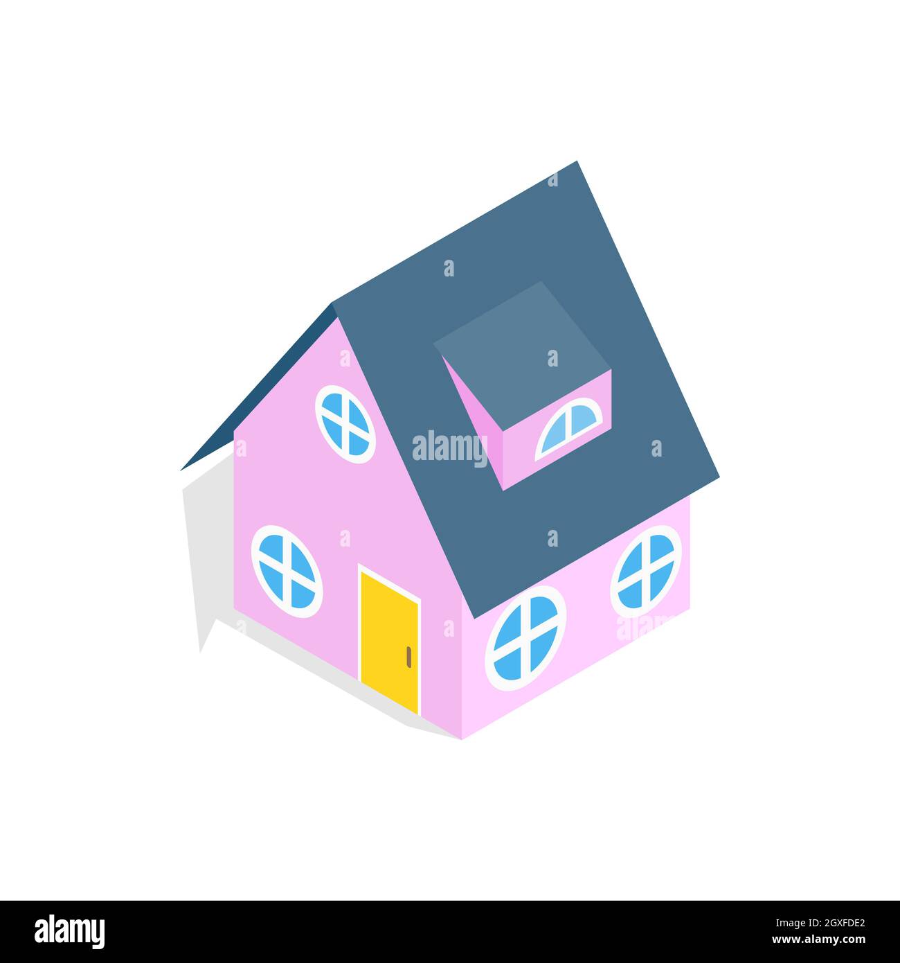 Pink house icon in isometric 3d style isolated on white background ...