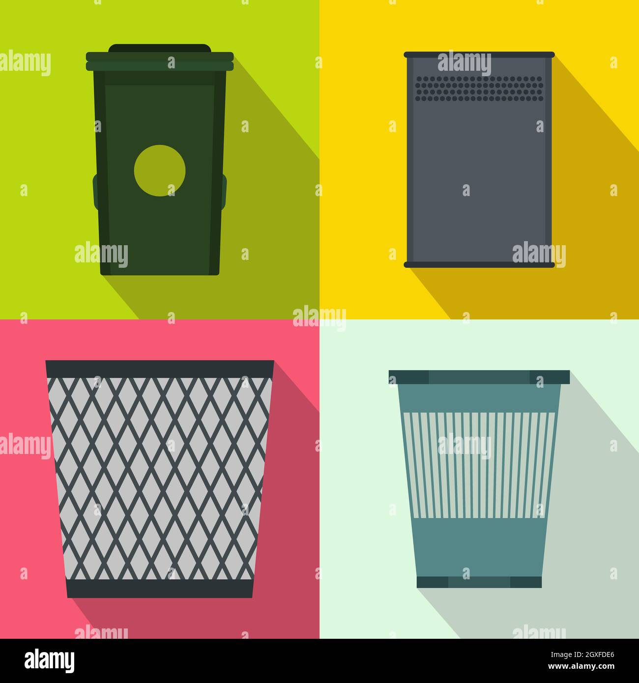 Trash bin garbage banners set in flat style for any design Stock Photo ...