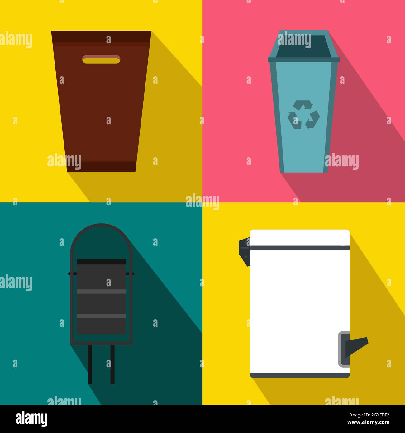 Trash bin garbage banners set in flat style for any design Stock Photo ...