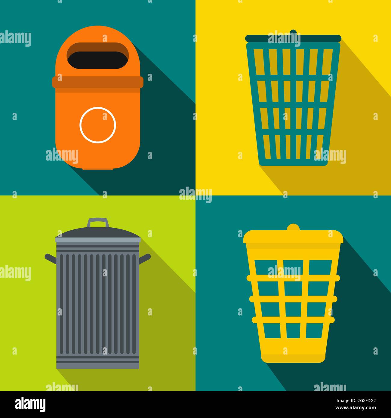 Trash bin garbage banners set in flat style for any design Stock Photo ...