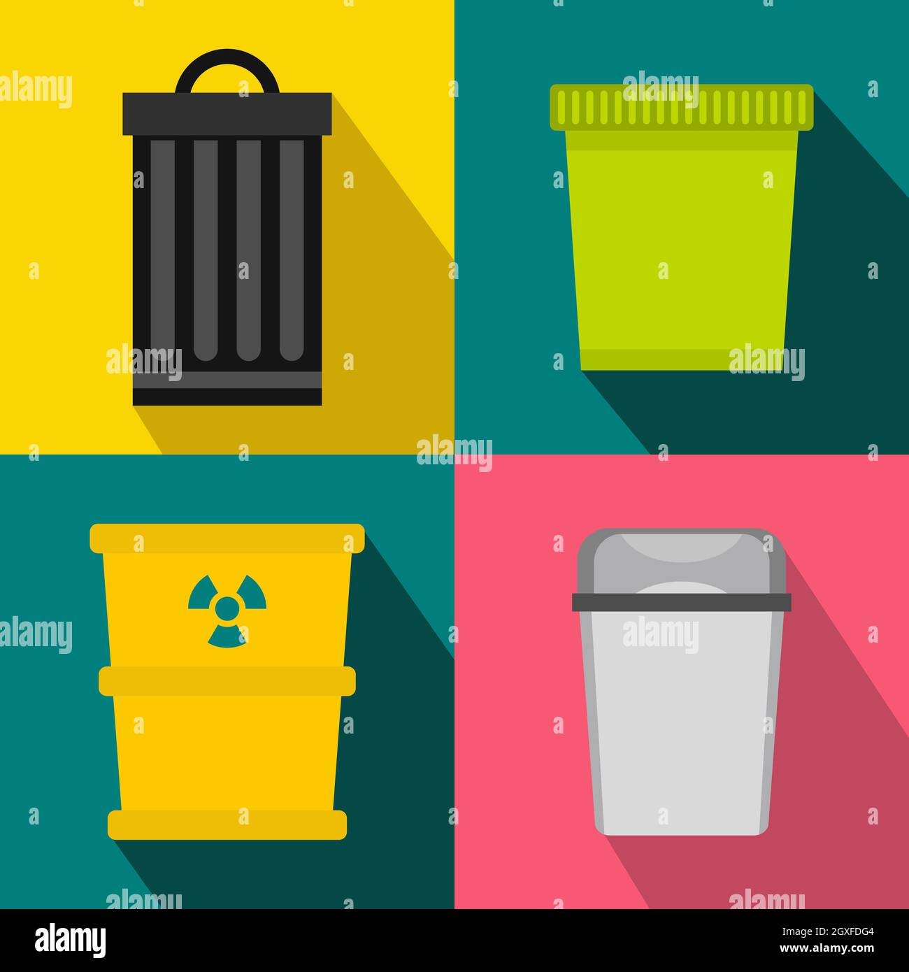 Trash bin garbage banners set in flat style for any design Stock Photo ...