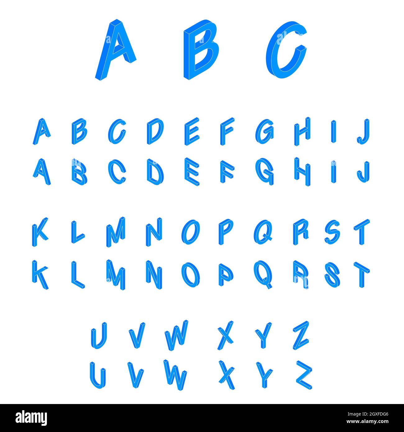 Isometric alphabet font. 3d isometric letters for web and mobile device ...