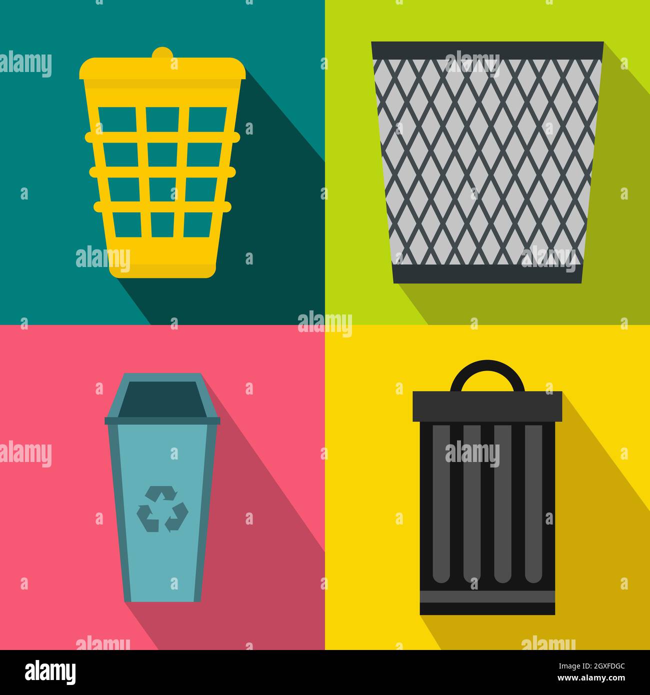 Trash bin garbage banners set in flat style for any design Stock Photo ...