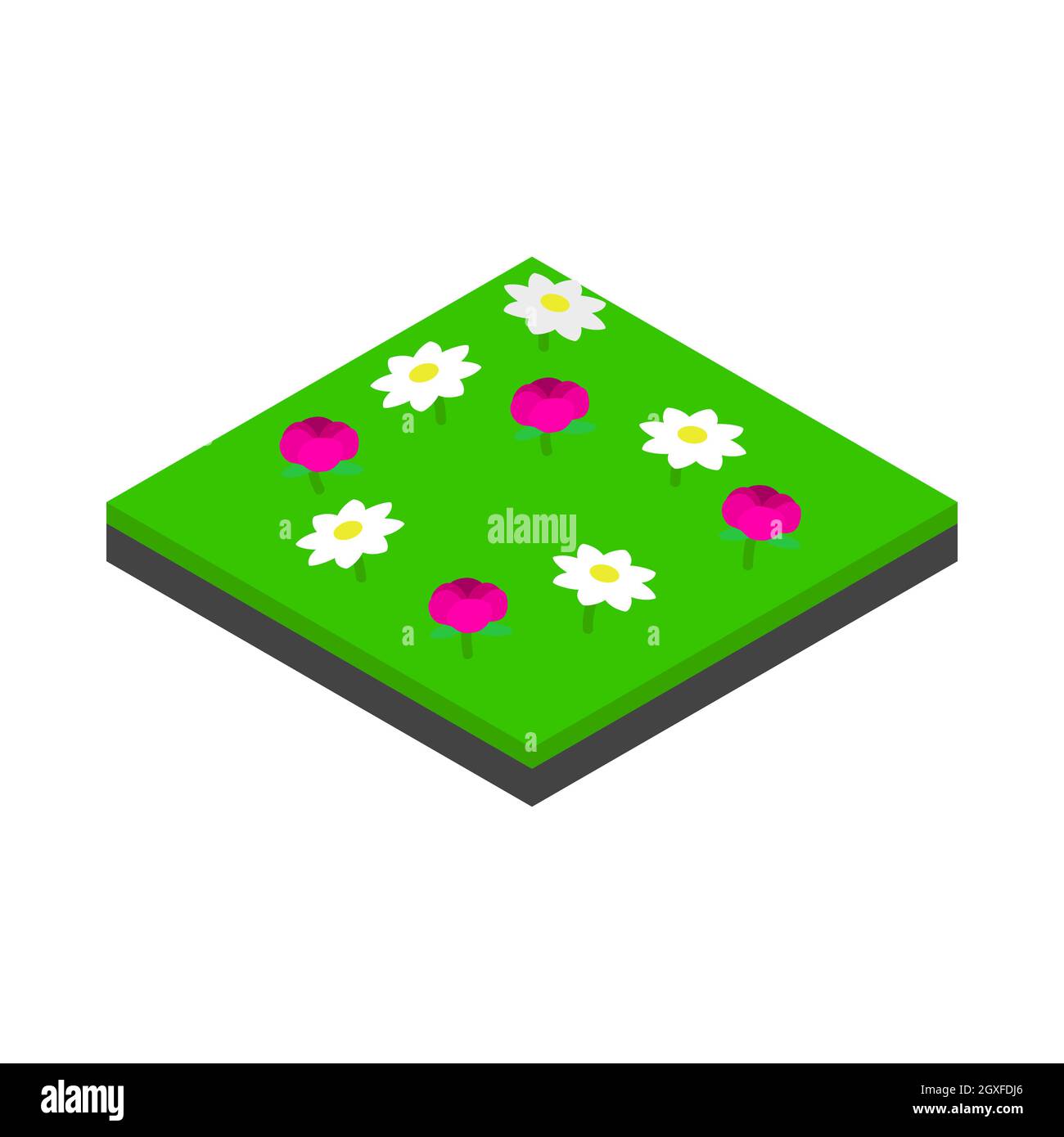 Meadow landscape icon in isometric 3d style isolated on white ...