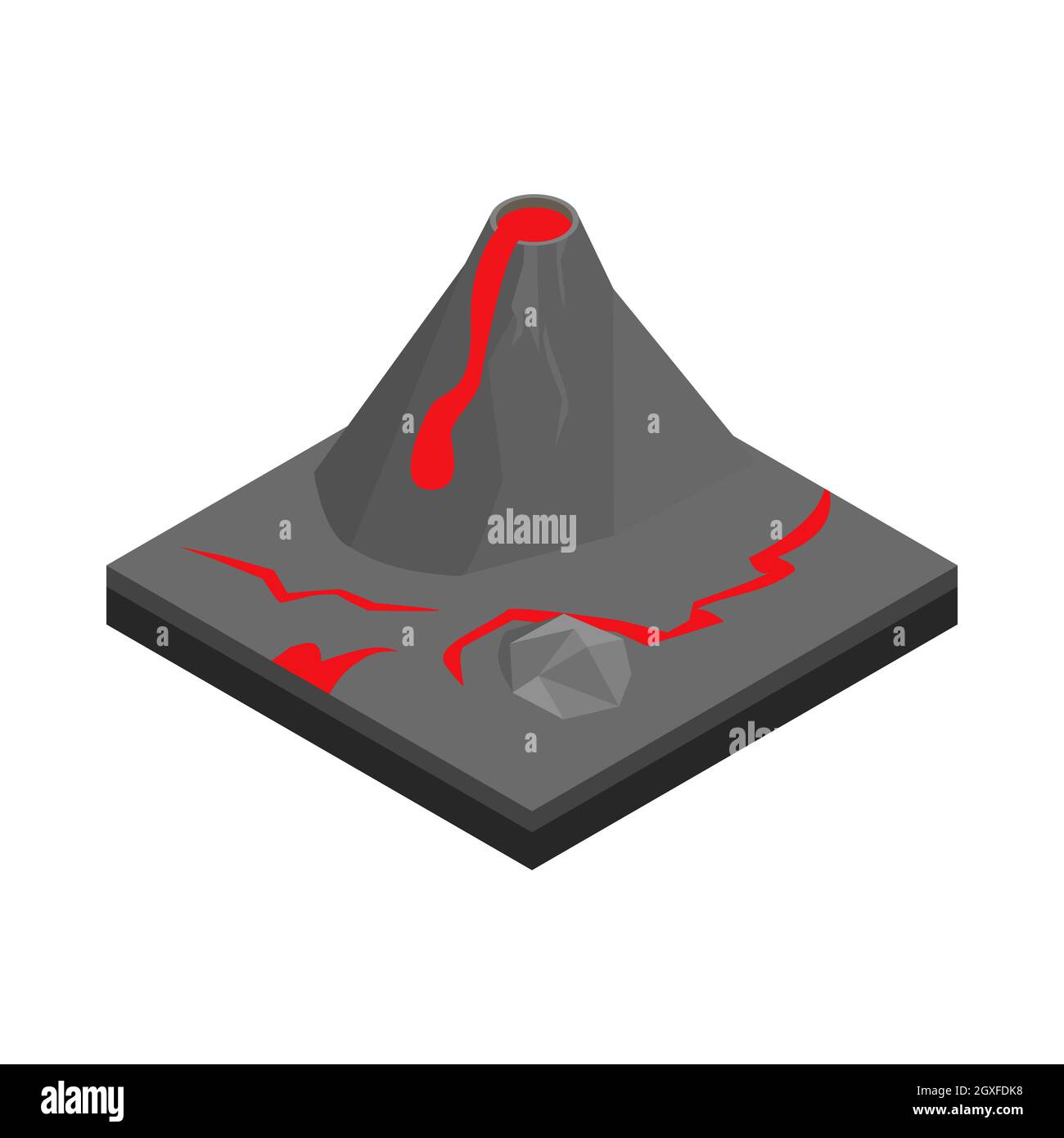 Volcano landscape icon in isometric 3d style isolated on white ...
