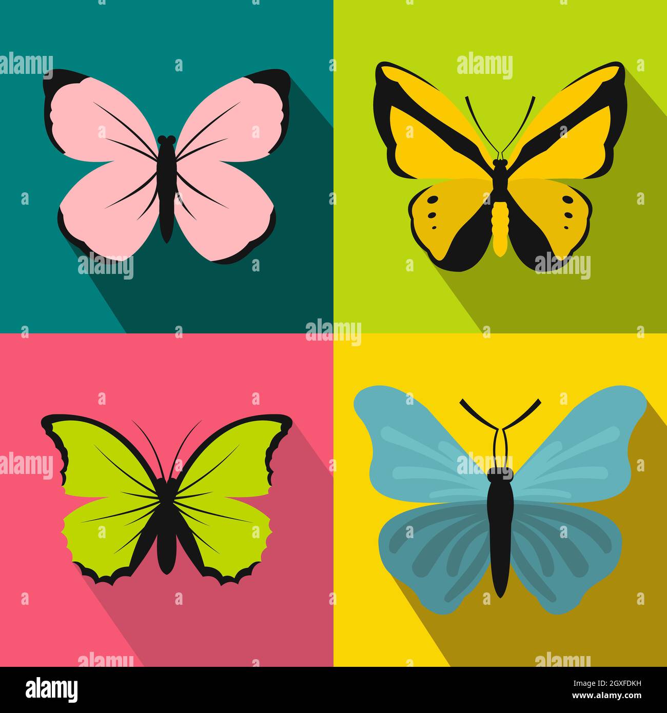 Butterfly banners set in flat style for any design Stock Photo - Alamy