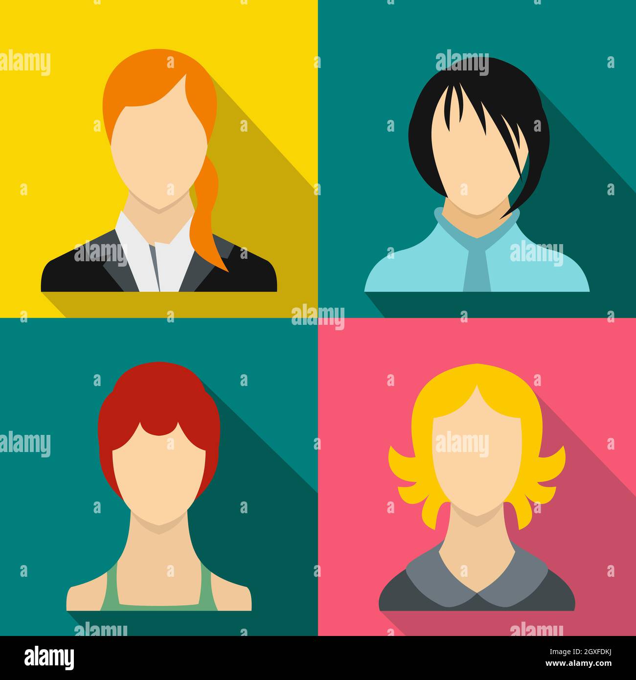 Girl banners set in flat style for any design Stock Photo - Alamy