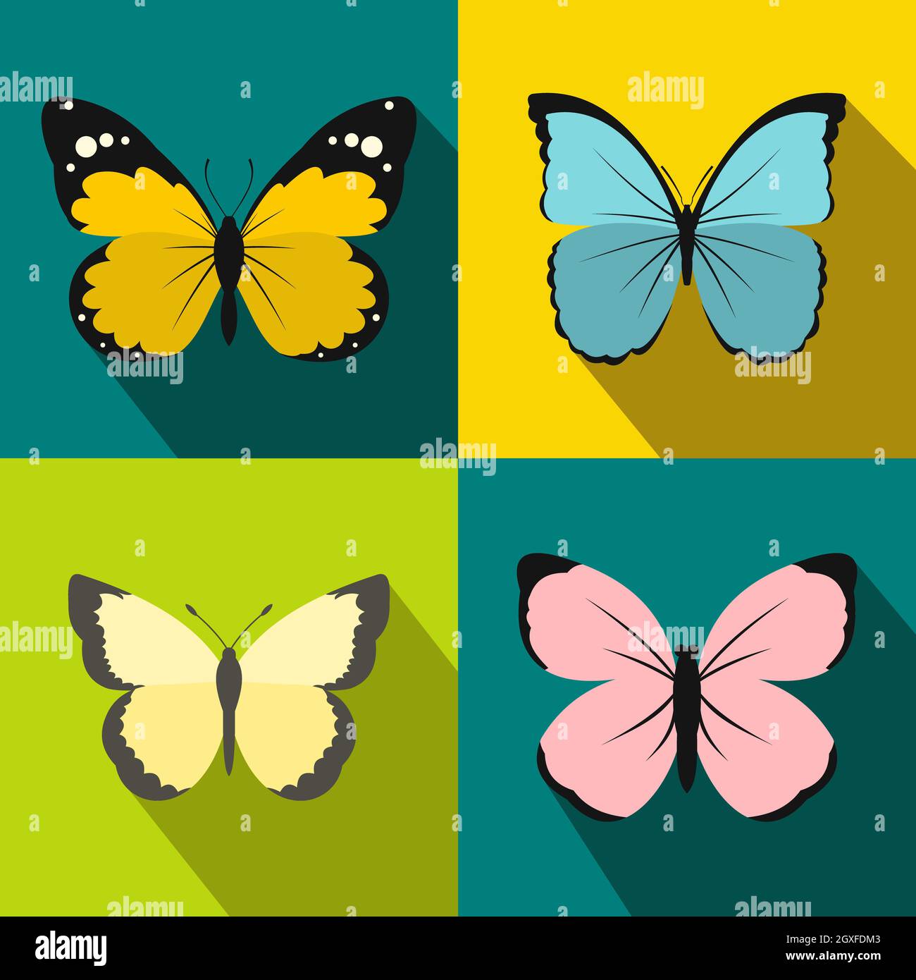 Butterfly banners set in flat style for any design Stock Photo - Alamy