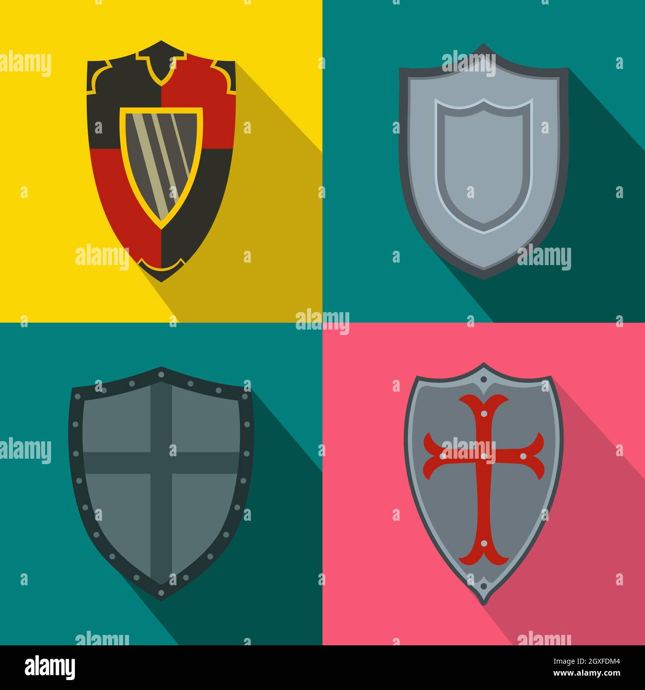 Shields banners set in flat style for any design Stock Photo - Alamy