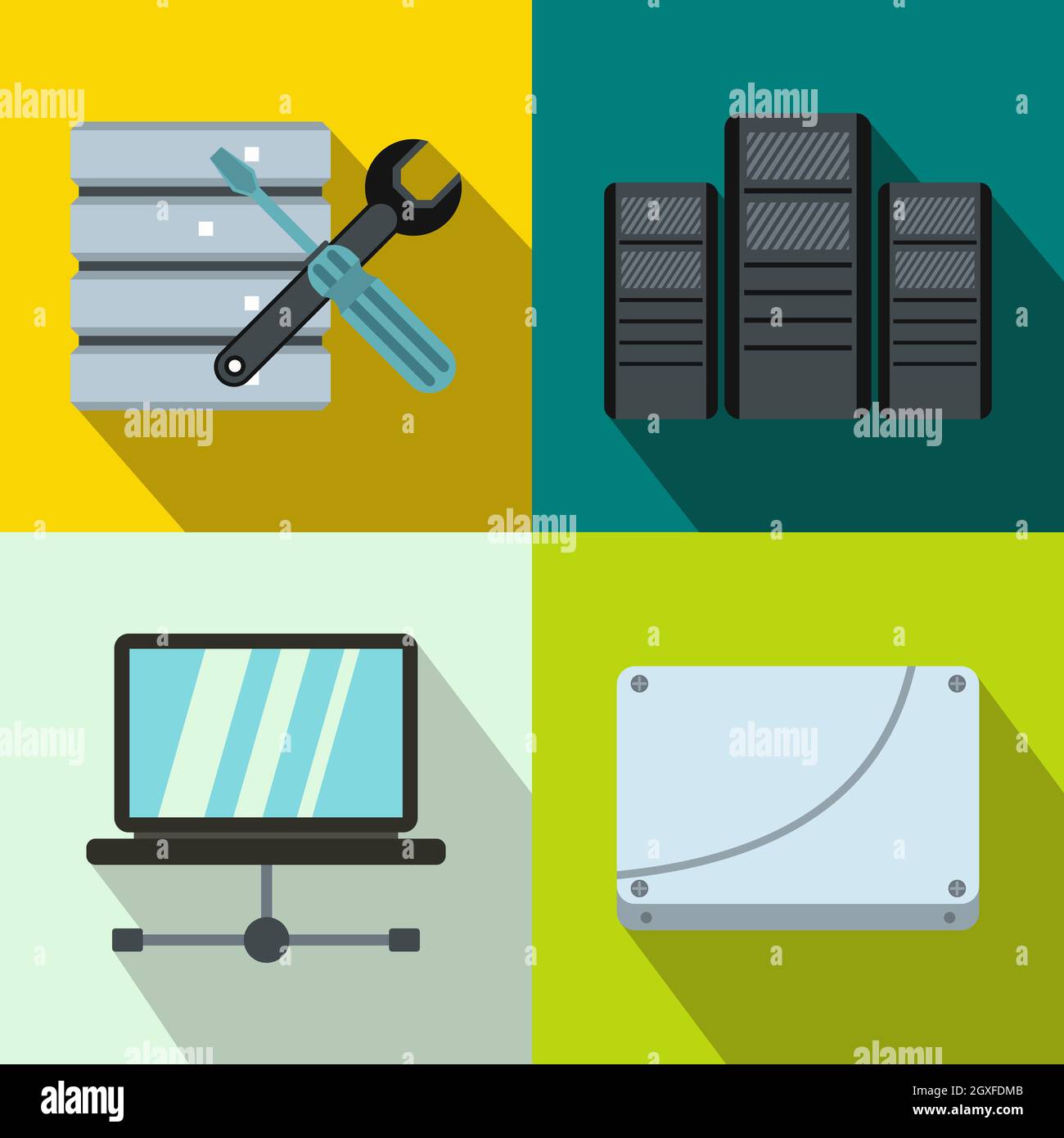 Database banners set in flat style for any design Stock Photo - Alamy