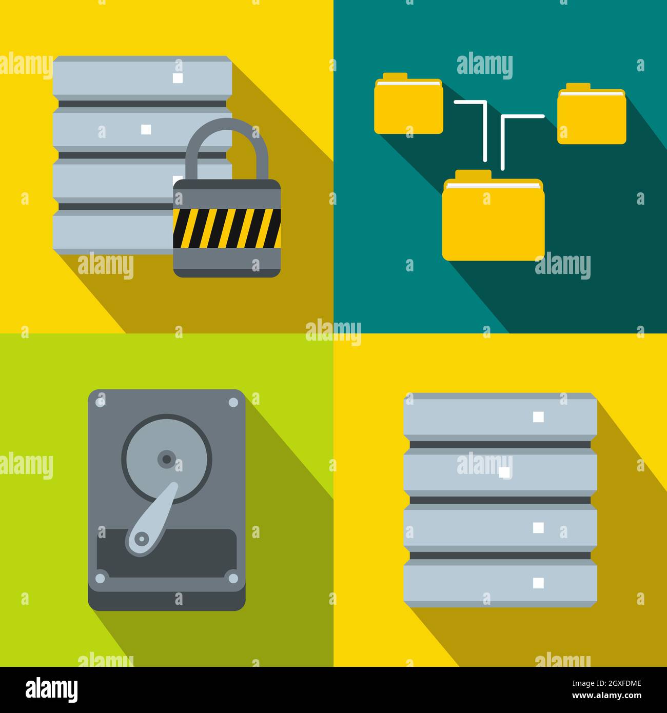 Database banners set in flat style for any design Stock Photo - Alamy