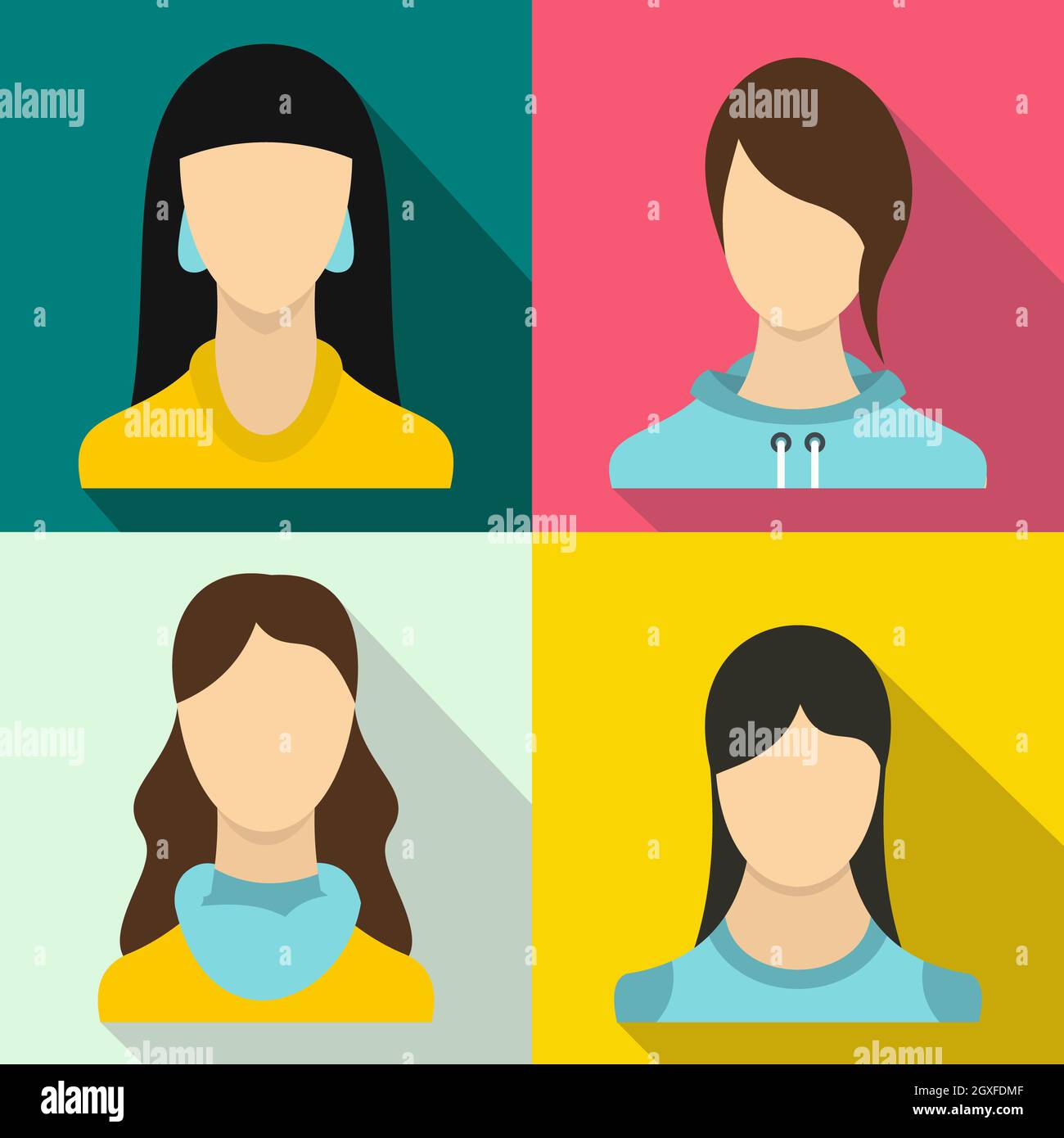 Woman banners set in flat style for any design Stock Photo - Alamy
