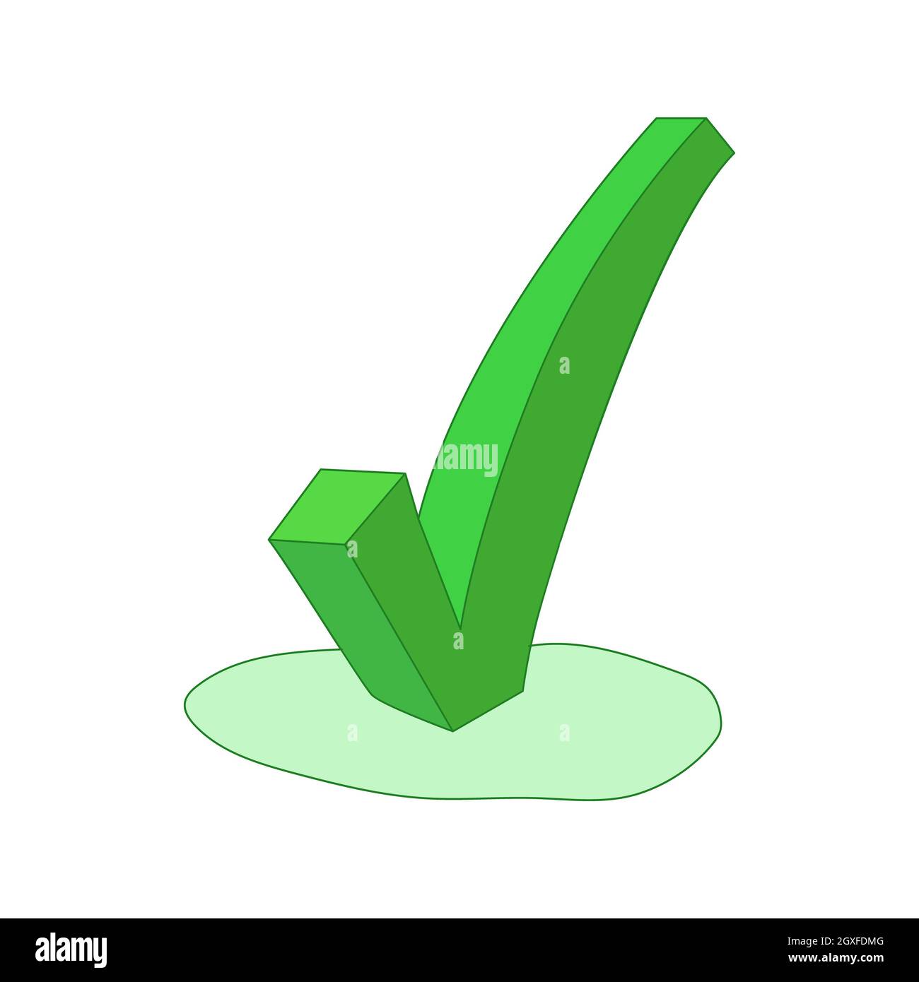 Green check mark icon in cartoon style isolated on white background ...