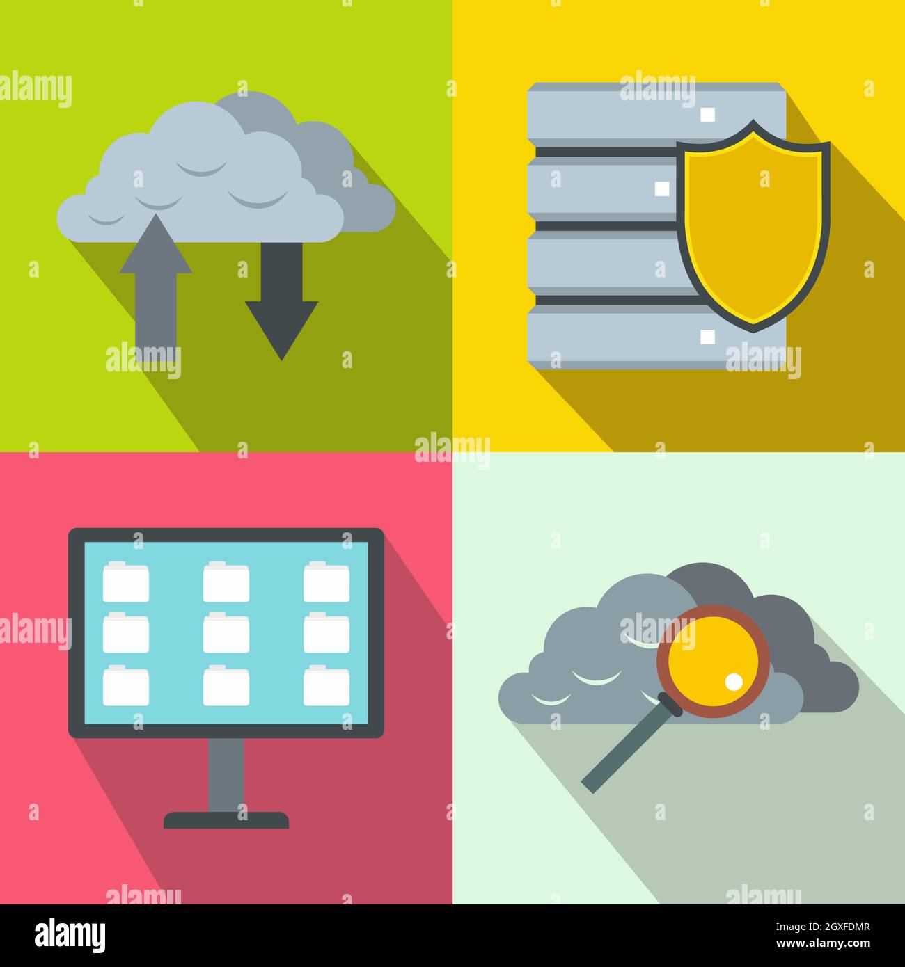 Database banners set in flat style for any design Stock Photo - Alamy