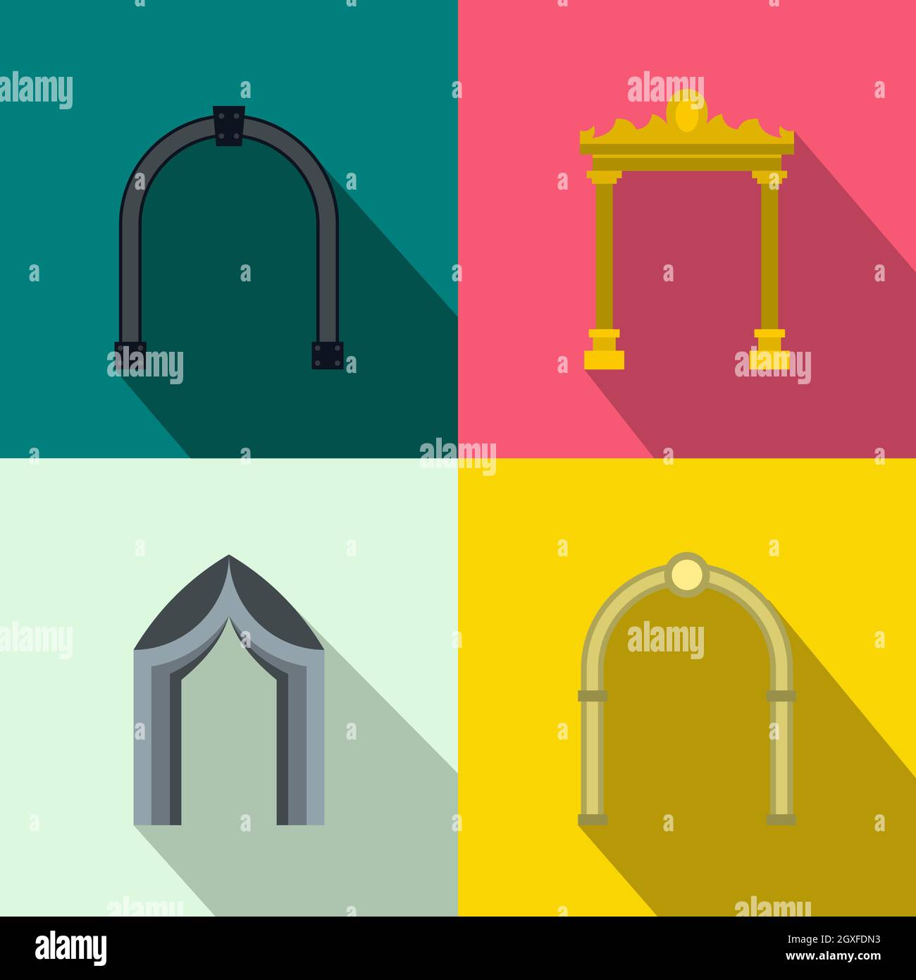 Arch banner set in flat style for any design Stock Photo - Alamy