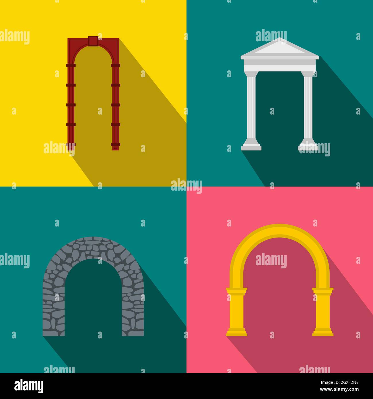 Arch banner set in flat style for any design Stock Photo - Alamy