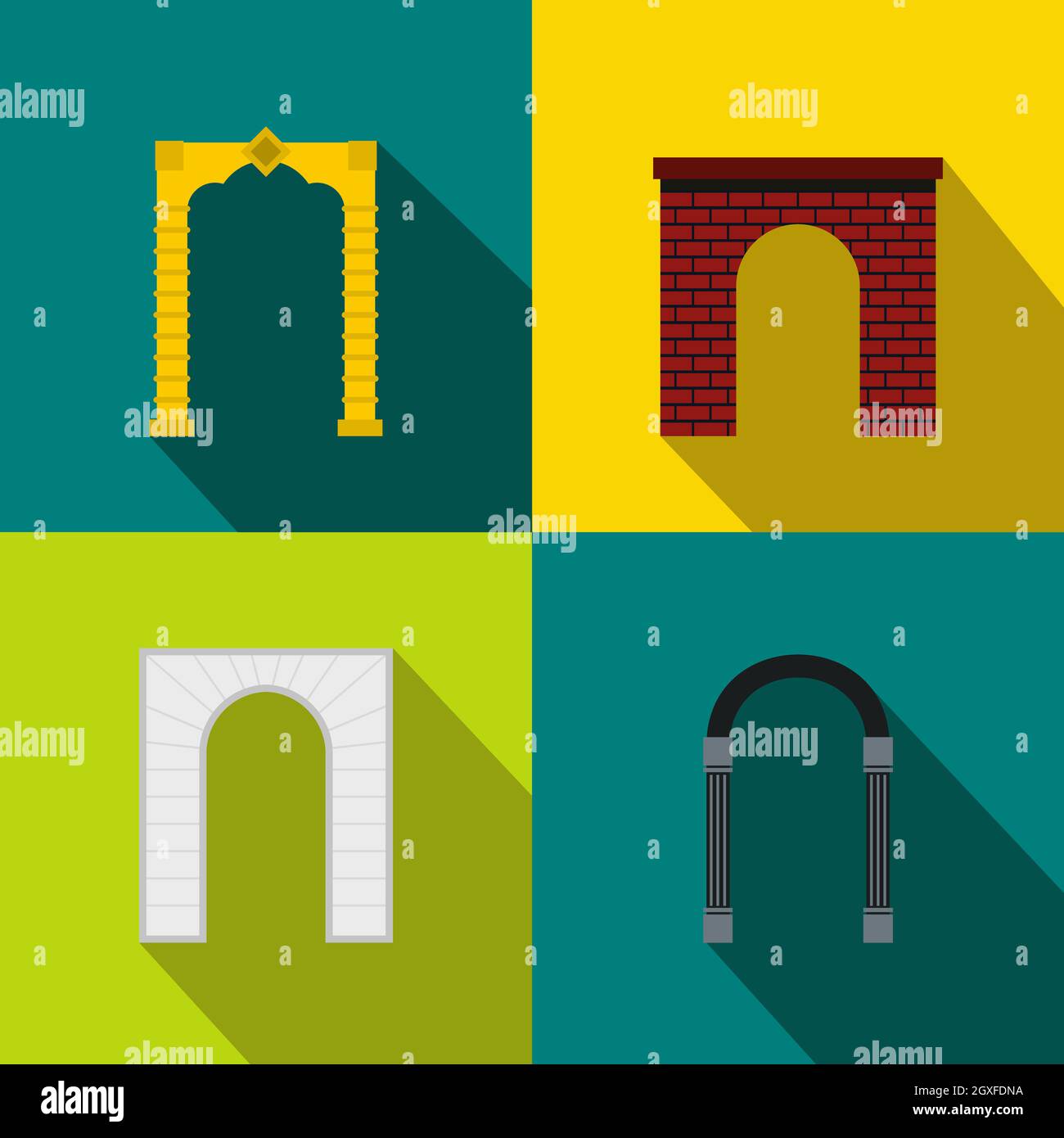 Arch banner set in flat style for any design Stock Photo - Alamy
