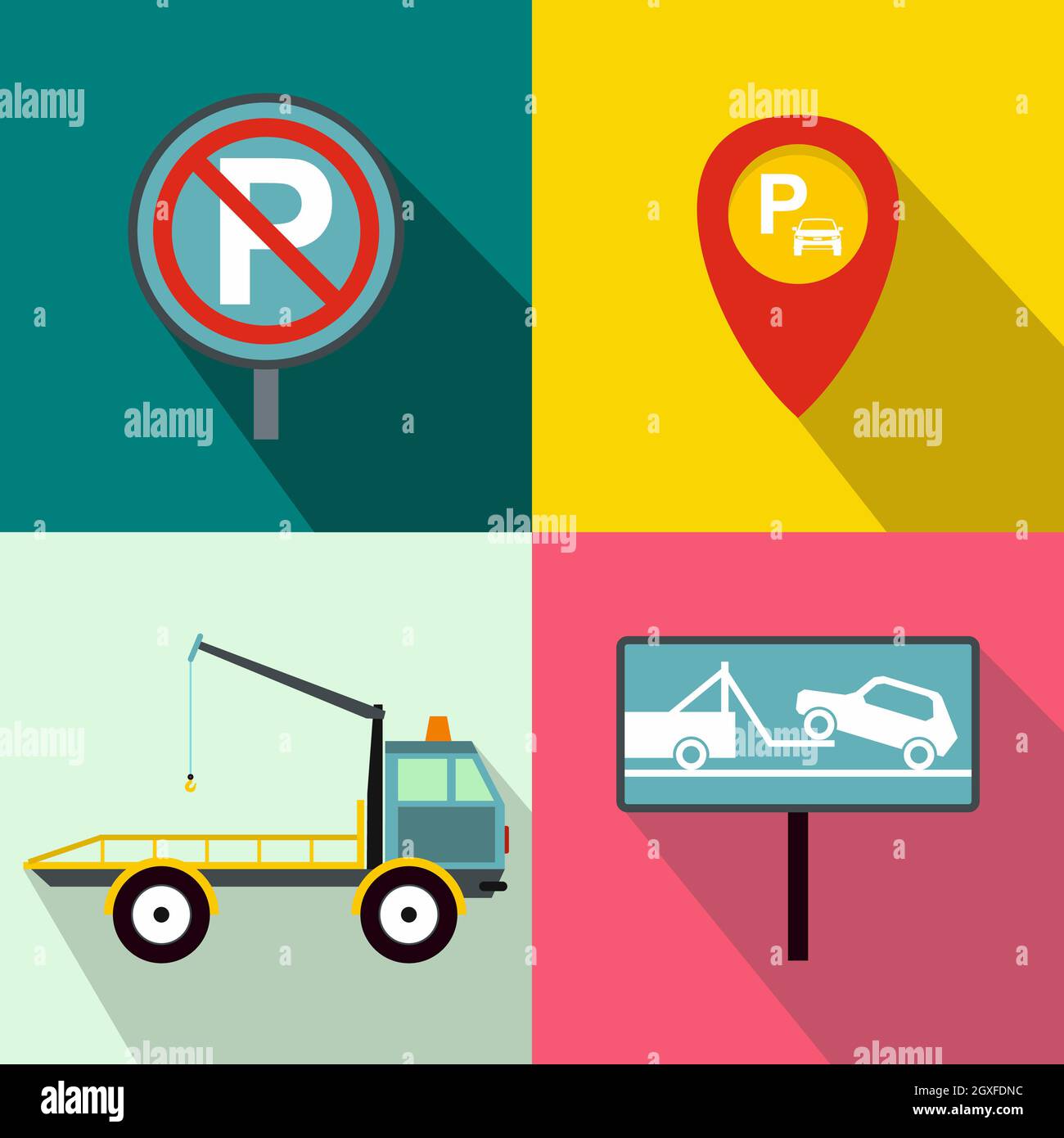 Parking banners set in flat style for any design Stock Photo - Alamy