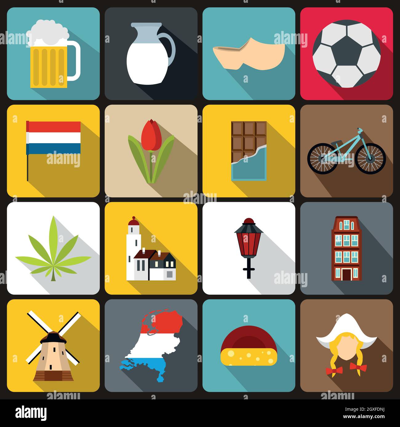Netherlands icons set in flat style vector illustration Stock Photo - Alamy