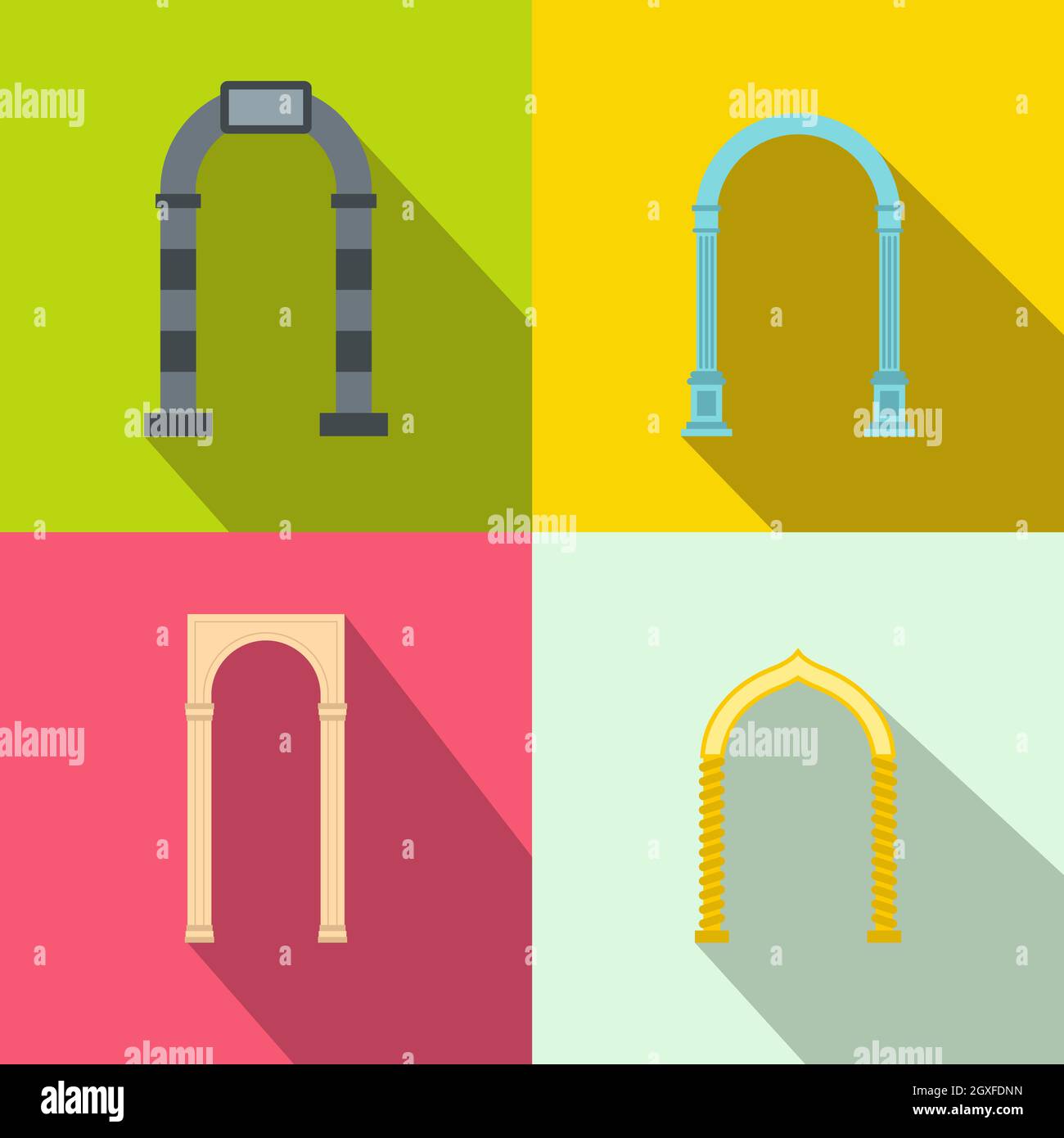 Arch banner set in flat style for any design Stock Photo - Alamy