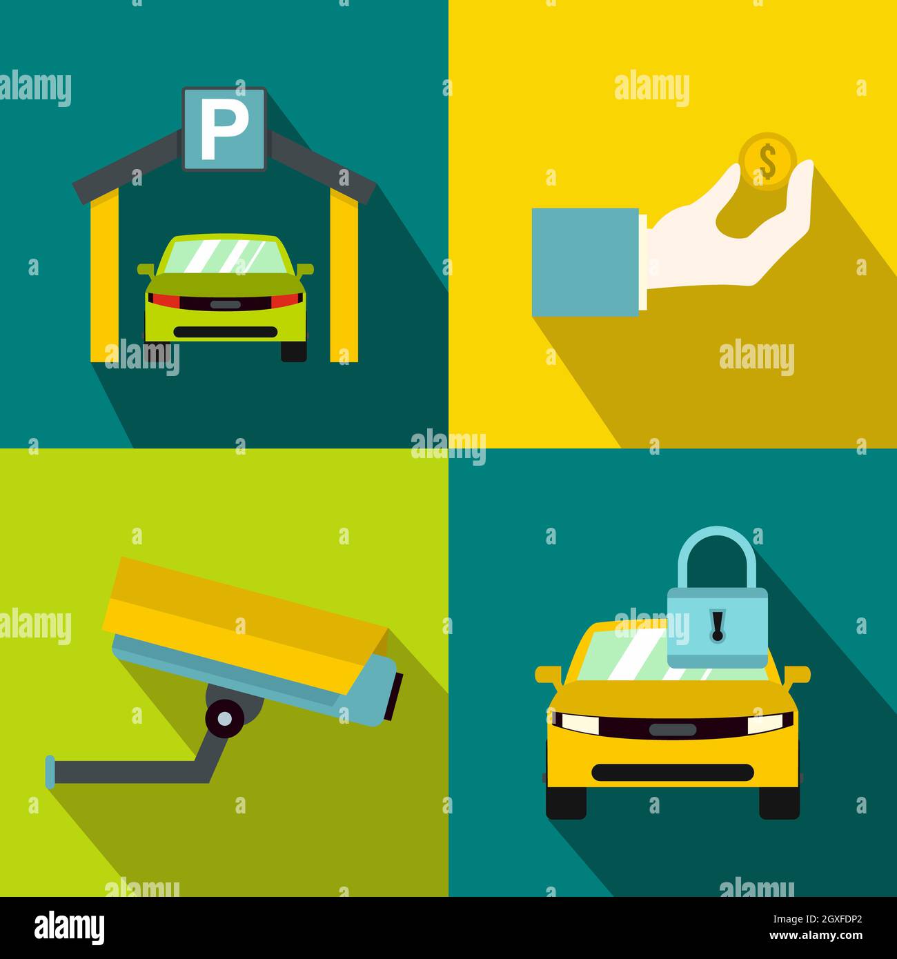 Parking banners set in flat style for any design Stock Photo - Alamy