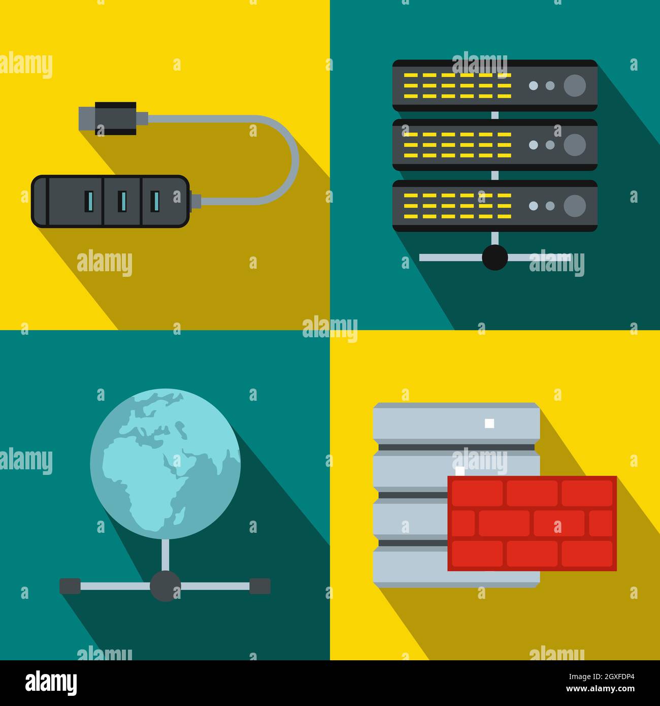 Database banners set in flat style for any design Stock Photo - Alamy
