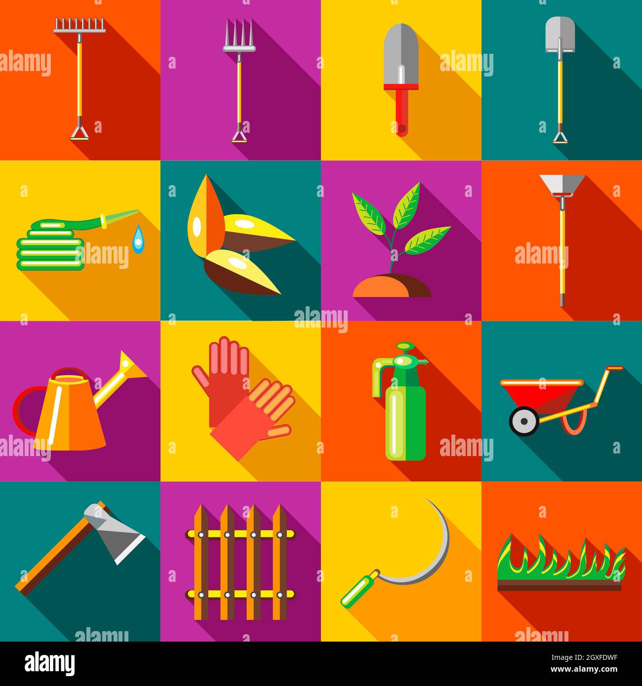 Garden icons set in flat style for any design Stock Photo - Alamy