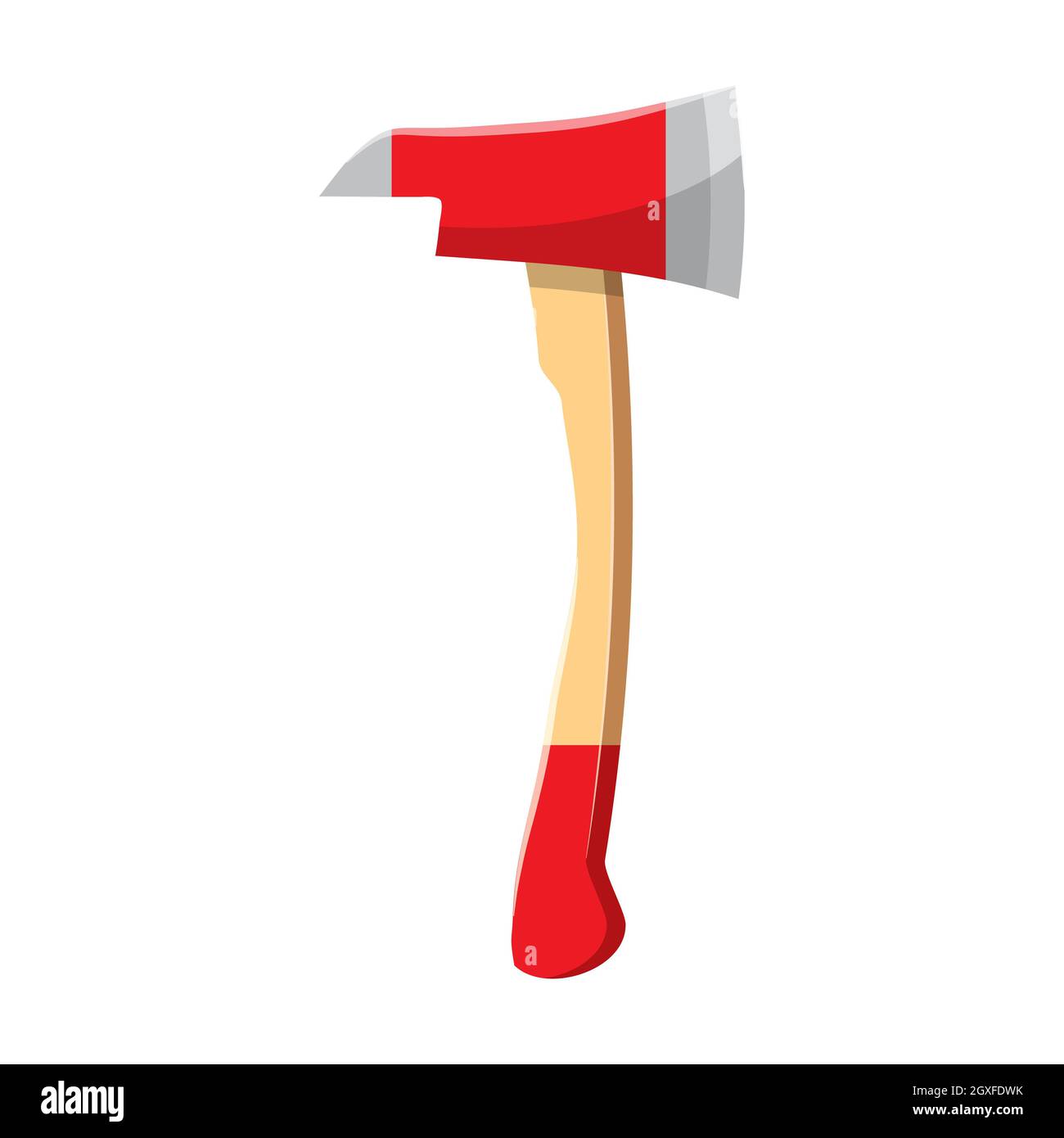 Red axe icon in cartoon style on a white background Stock Photo - Alamy