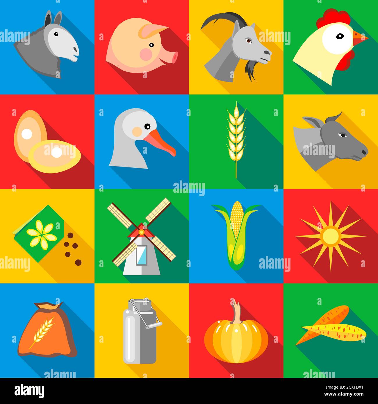 Icon set animals farm icons hi-res stock photography and images - Alamy