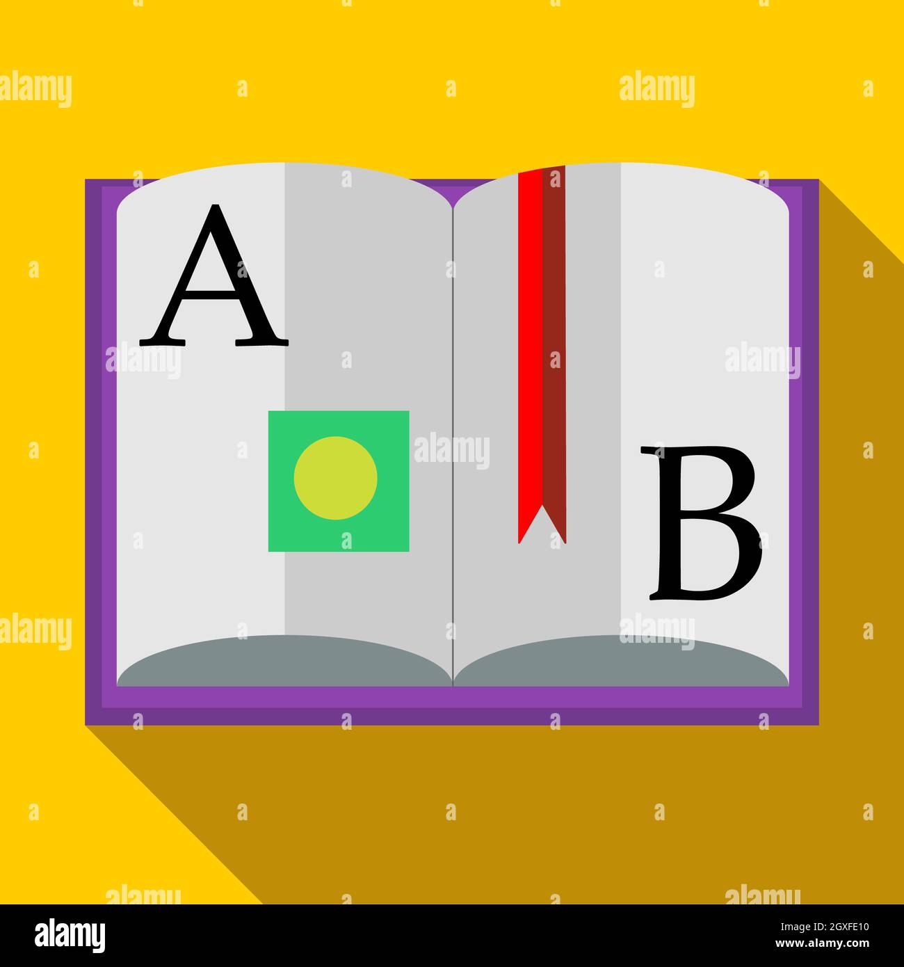 ABC Book icon in flat style on a yellow background Stock Photo - Alamy