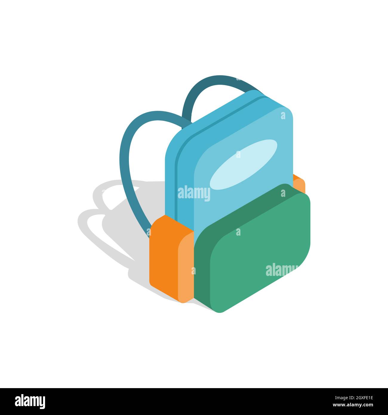School backpack icon in isometric 3d style isolated on white background ...