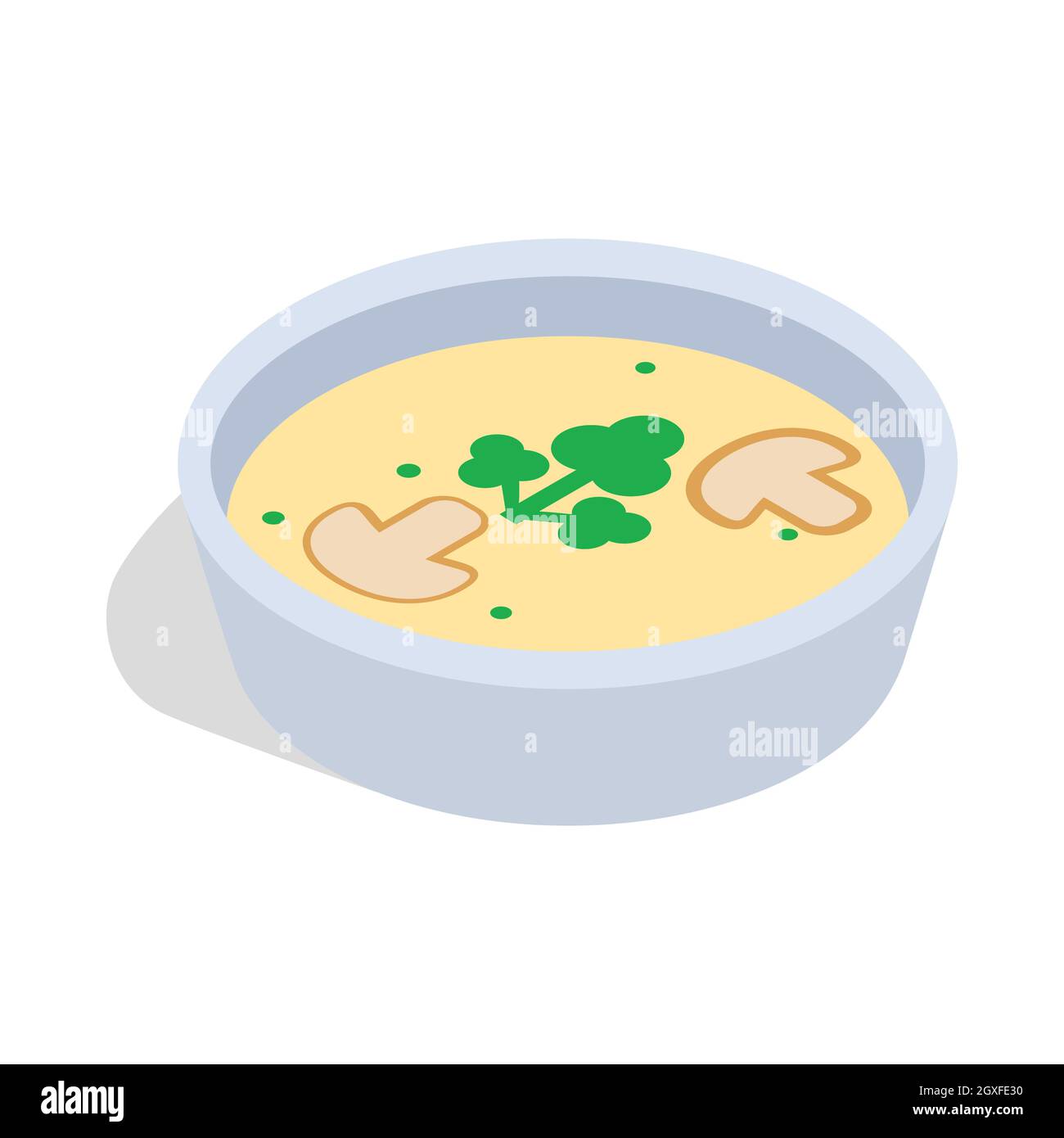 Puree soup with mushrooms icon in isometric 3d style isolated on white ...